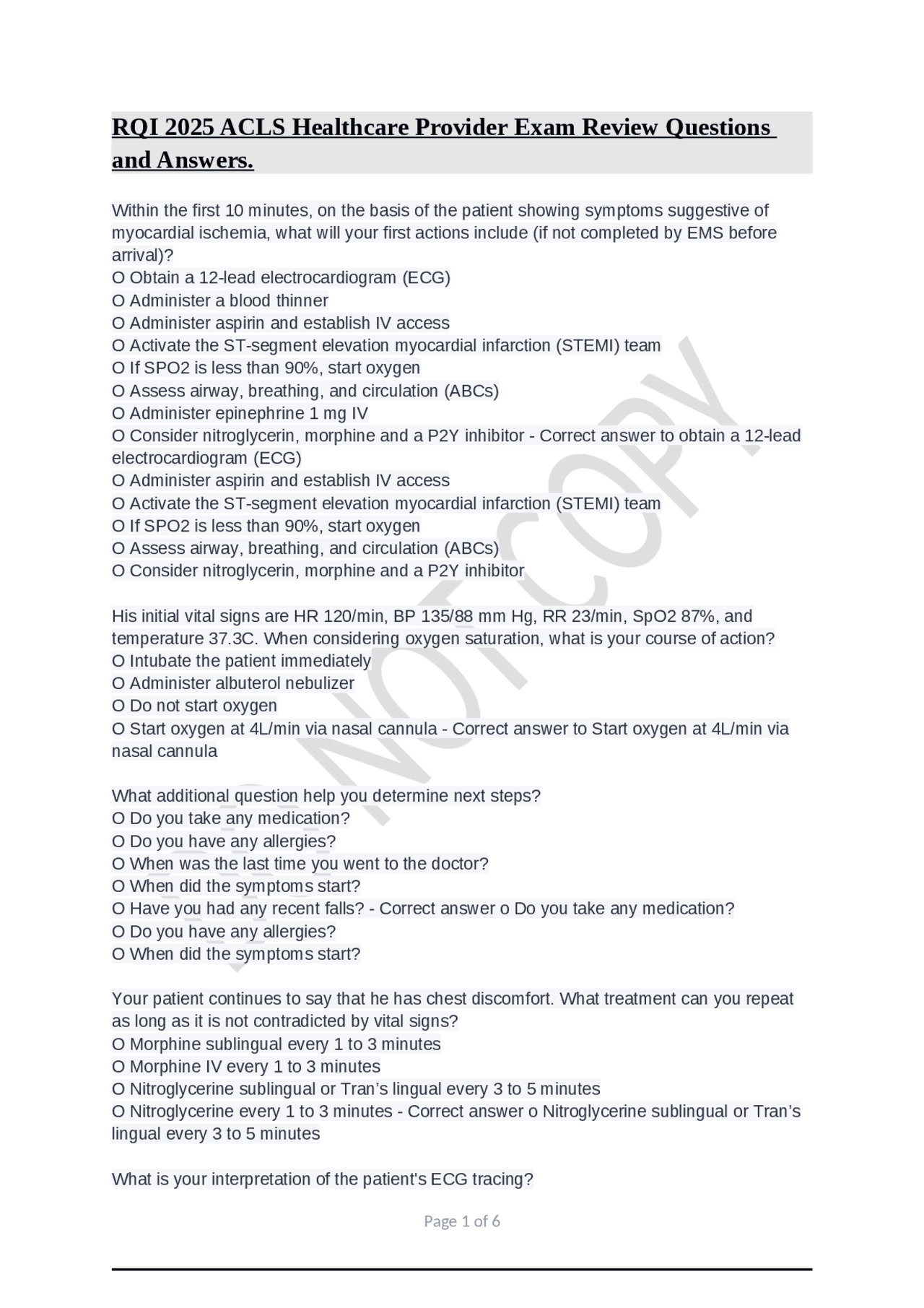 ACLS Exam Review: Treating Myocardial Ischemia & Acute Ischemic Stroke ...