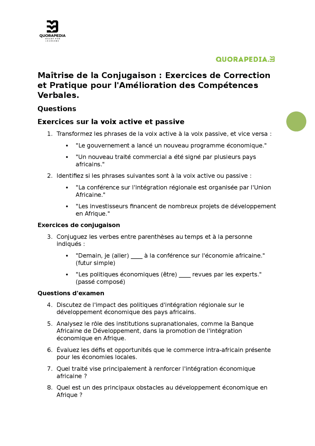 Maîtrise de la Conjugaison : Exercices de Correction et Pratique pour l ...