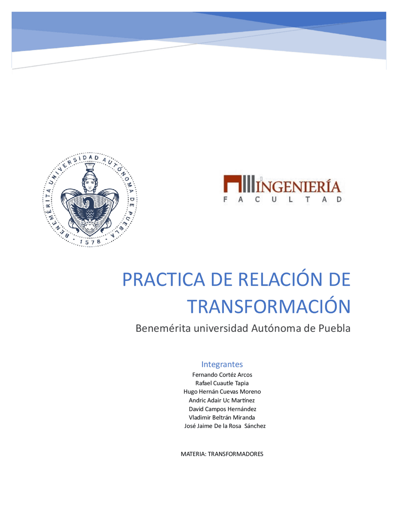Practica de transformadores | Guías, Proyectos, Investigaciones de Transmisión de Calor | Docsity