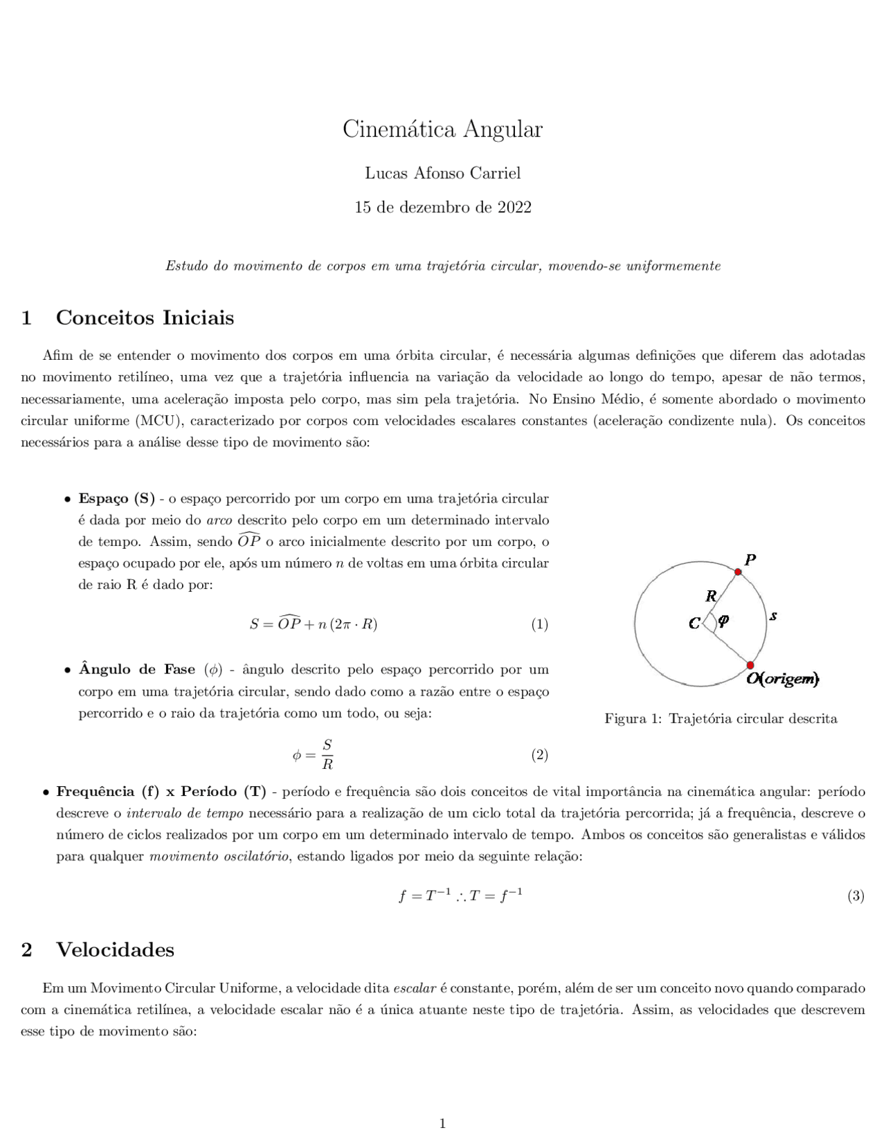 Física: Cinemática Angular | Resumos Física para Ensino Médio | Docsity