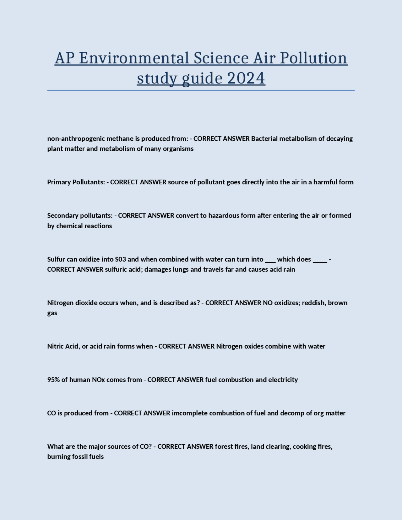 AP Environmental Science Air Pollution Study Guide 2024 | Exams ...