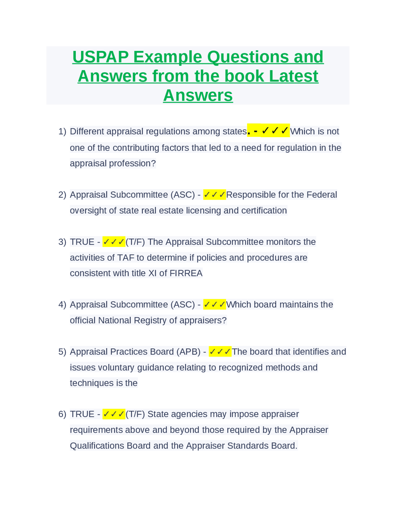 USPAP and Appraisal Practices: A Comprehensive Guide | Exams Nursing ...