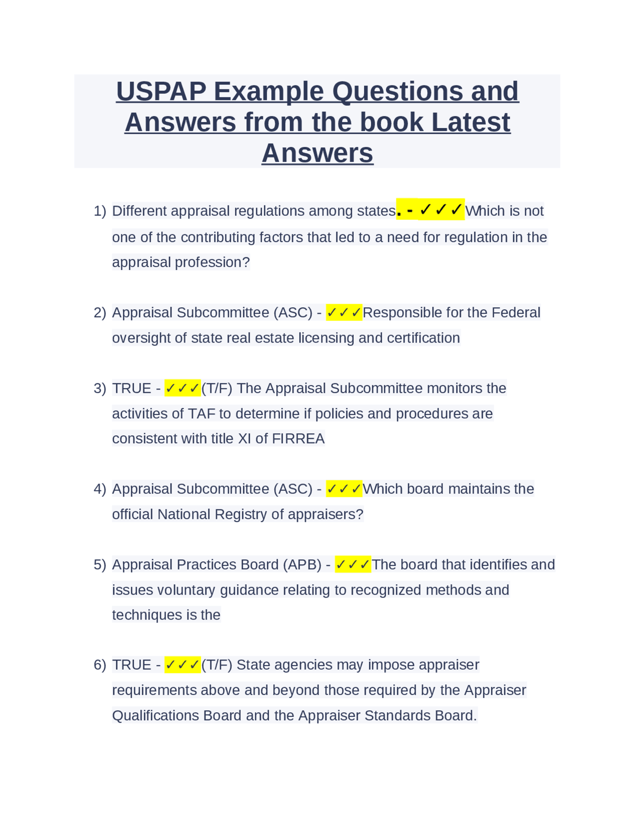 USPAP and Appraisal Practices: A Comprehensive Guide | Exams Nursing ...