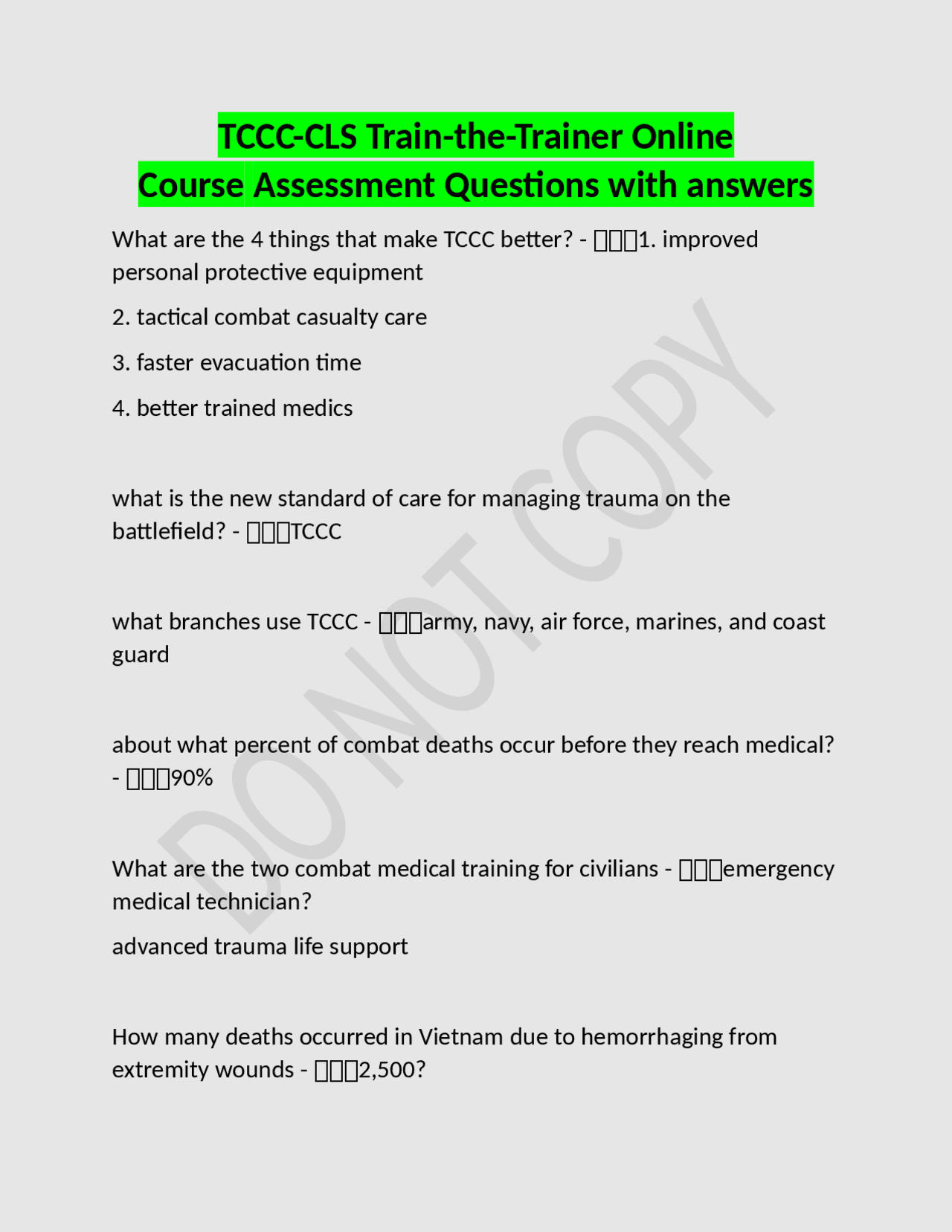 TCCC Train-the-Trainer Online Course: Combat Medicine Algorithm and ...