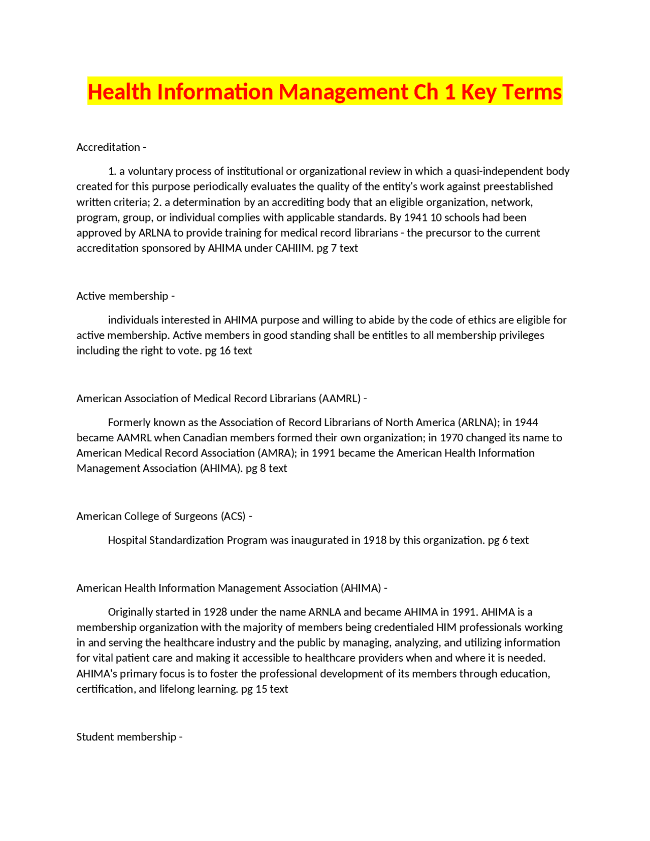 Health Information Management: Key Terms and Roles | Exams Nursing ...