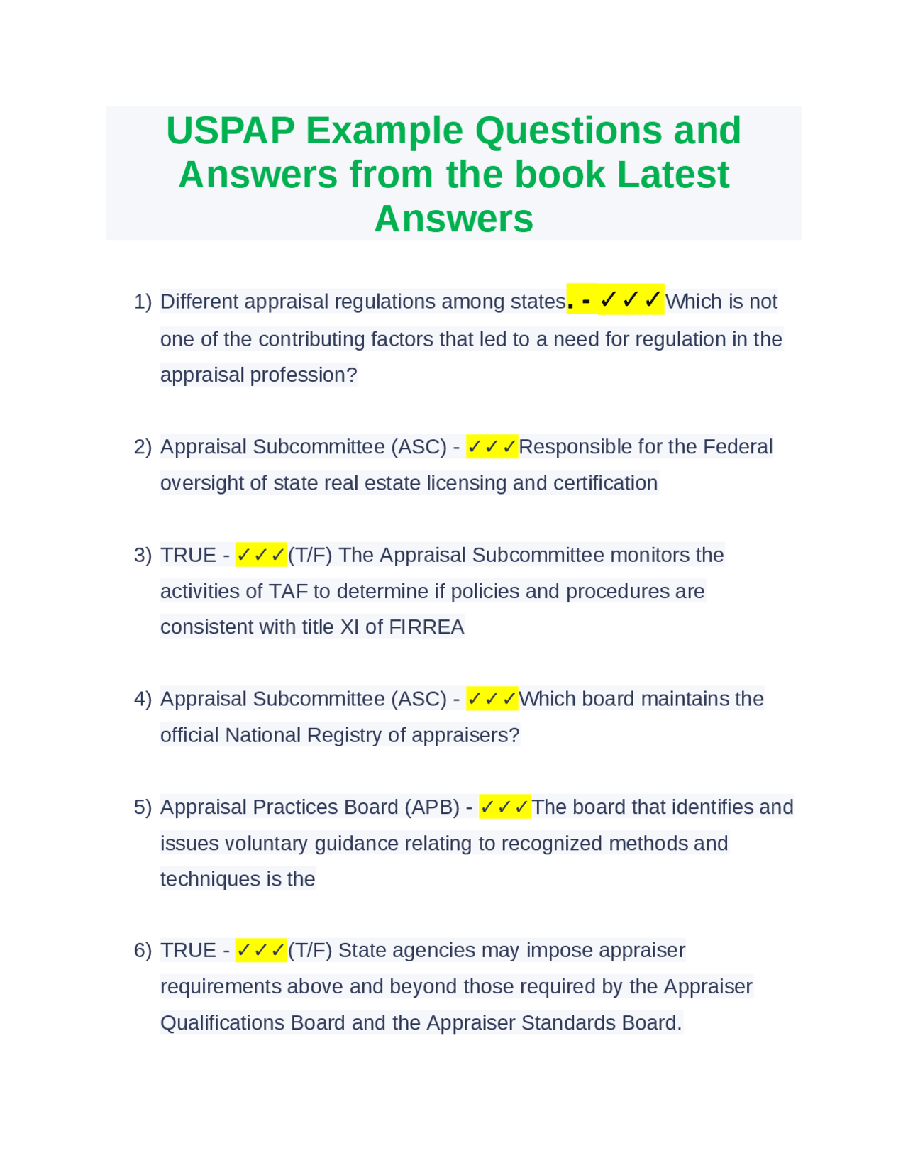 USPAP and Appraisal Practices: A Comprehensive Guide | Exams Nursing ...
