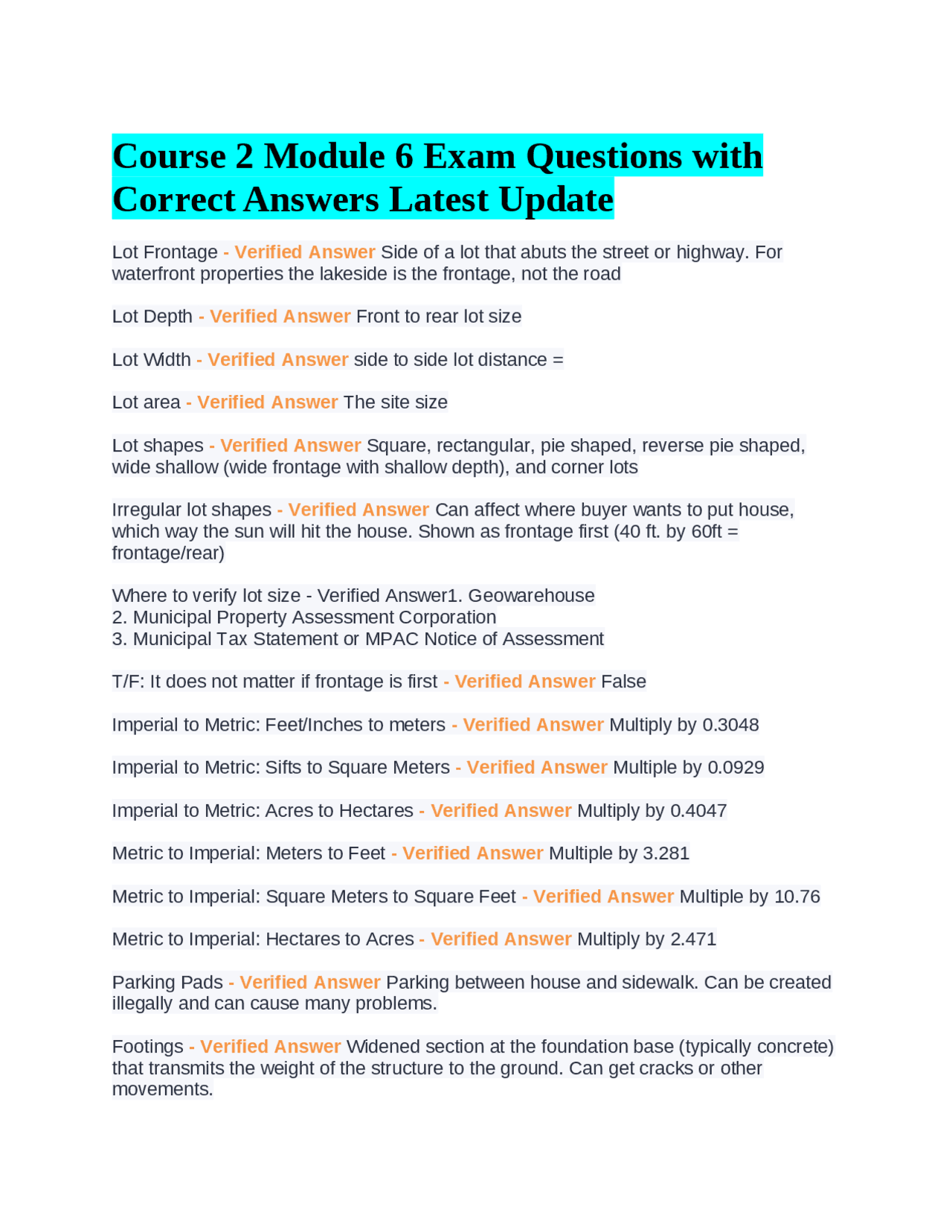 Course 2 Module 6 Exam Questions with Correct Answers Latest Update ...