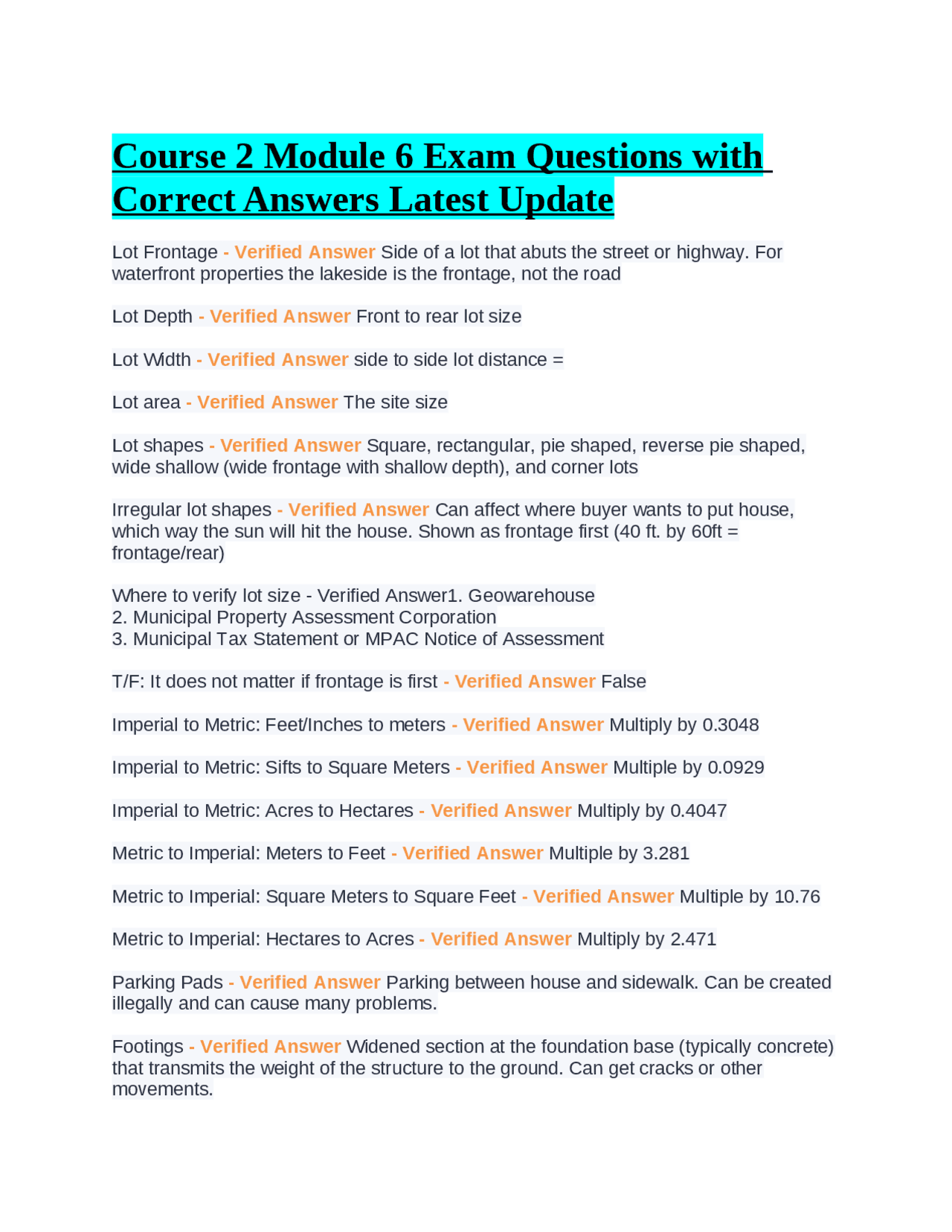 Course 2 Module 6 Exam Questions with Correct Answers Latest Update ...