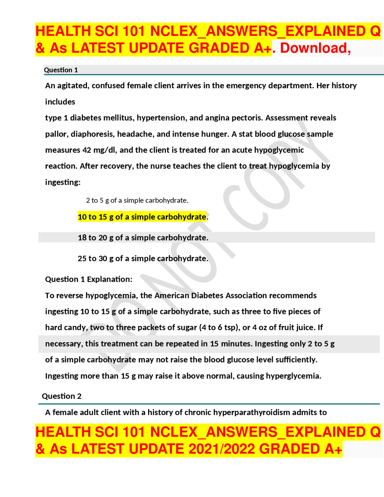 NCLEX Answers Explained: Health Science 101 | Exams Nursing | Docsity