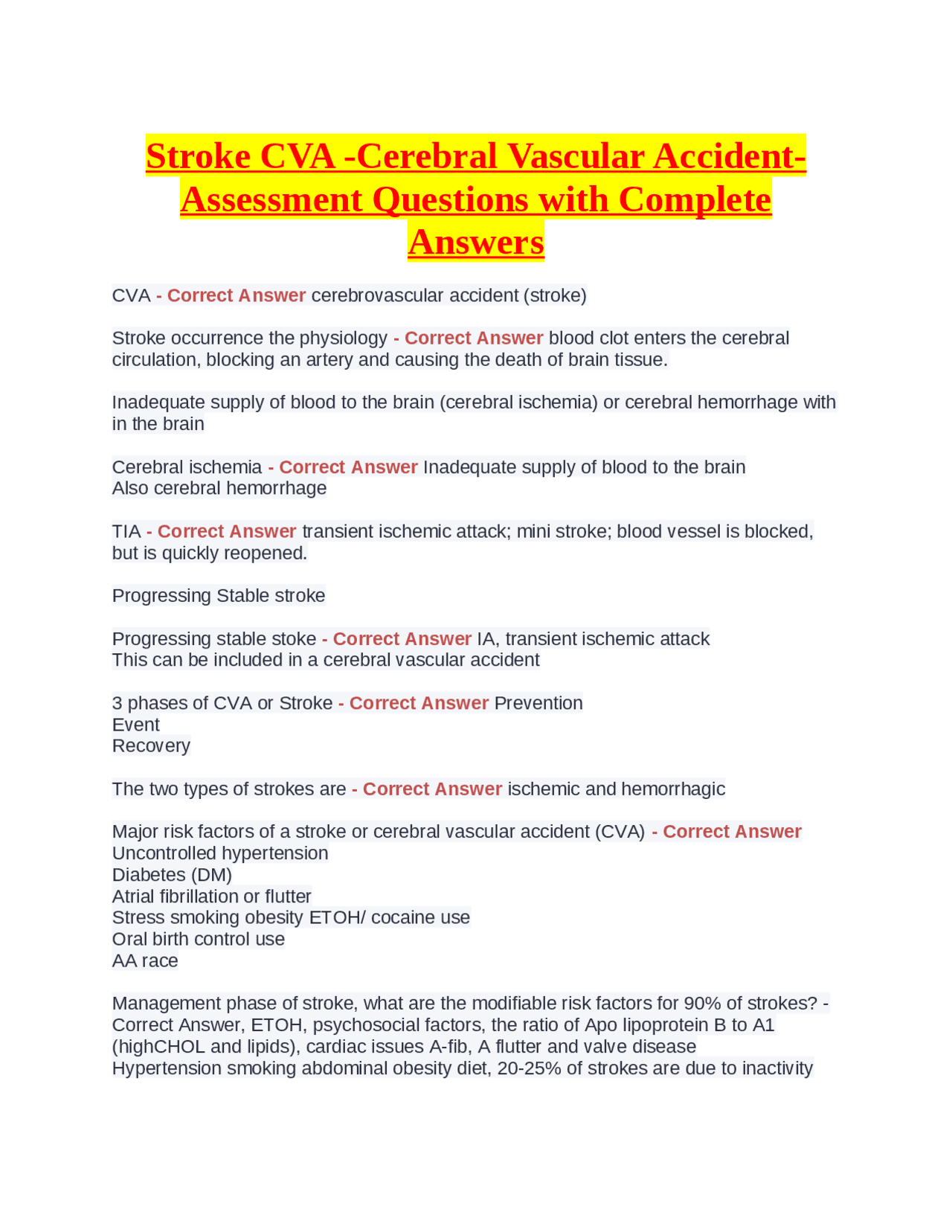 Understanding Cerebral Vascular Accidents (Strokes): Causes, Types, and ...