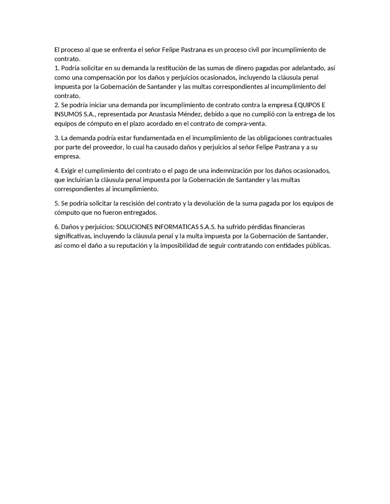 Demanda por incumplimiento de contrato - Prof. Ramos | Resúmenes de ...