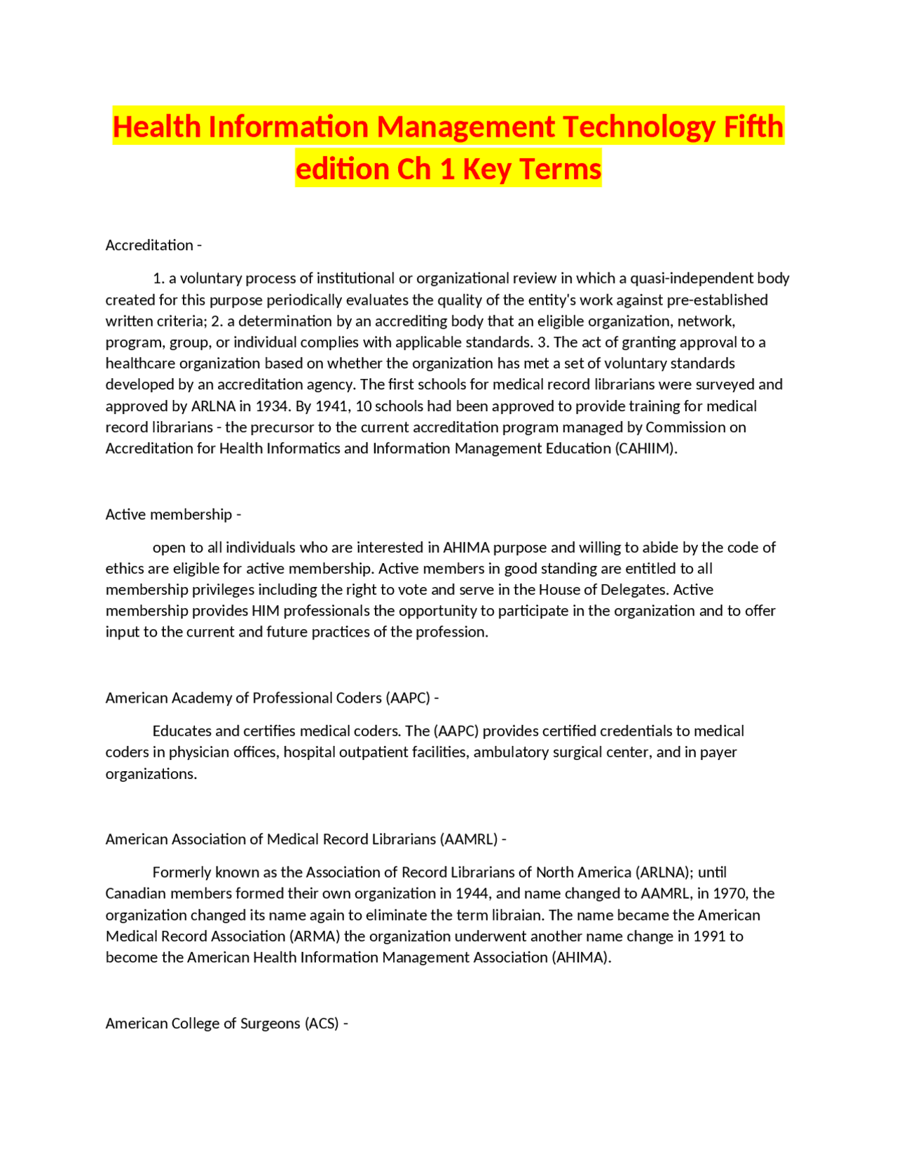 Health Information Management: Key Terms and Roles in AHIMA | Exams ...