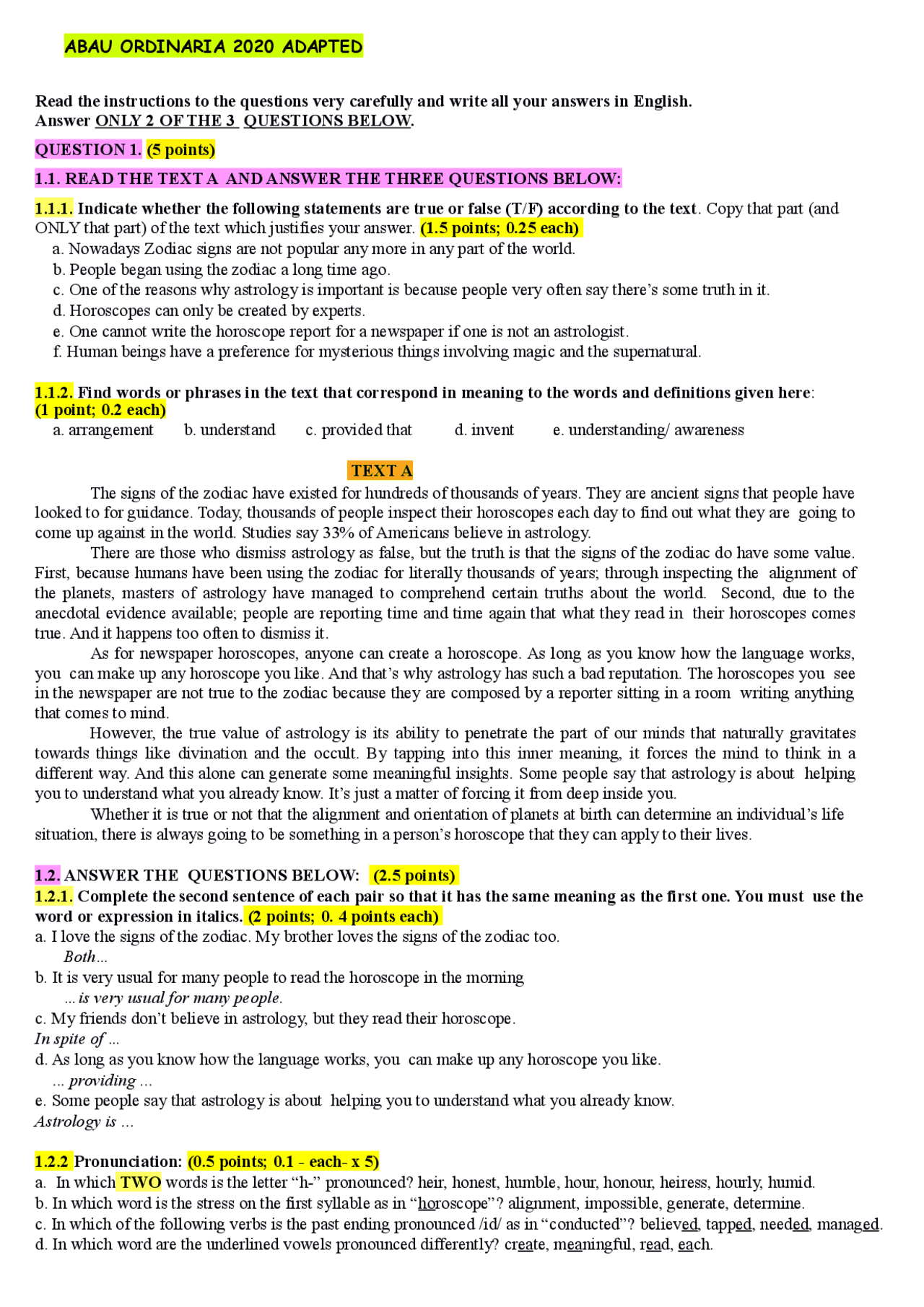 ingles para selectividad | Esquemas y mapas conceptuales de Inglés | Docsity