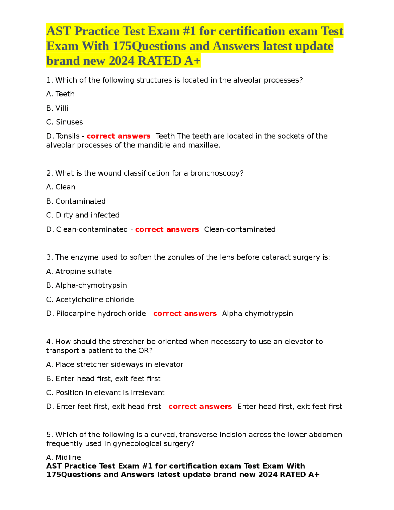 AST Practice Test Exam #1 for certification exam Test Exam With ...