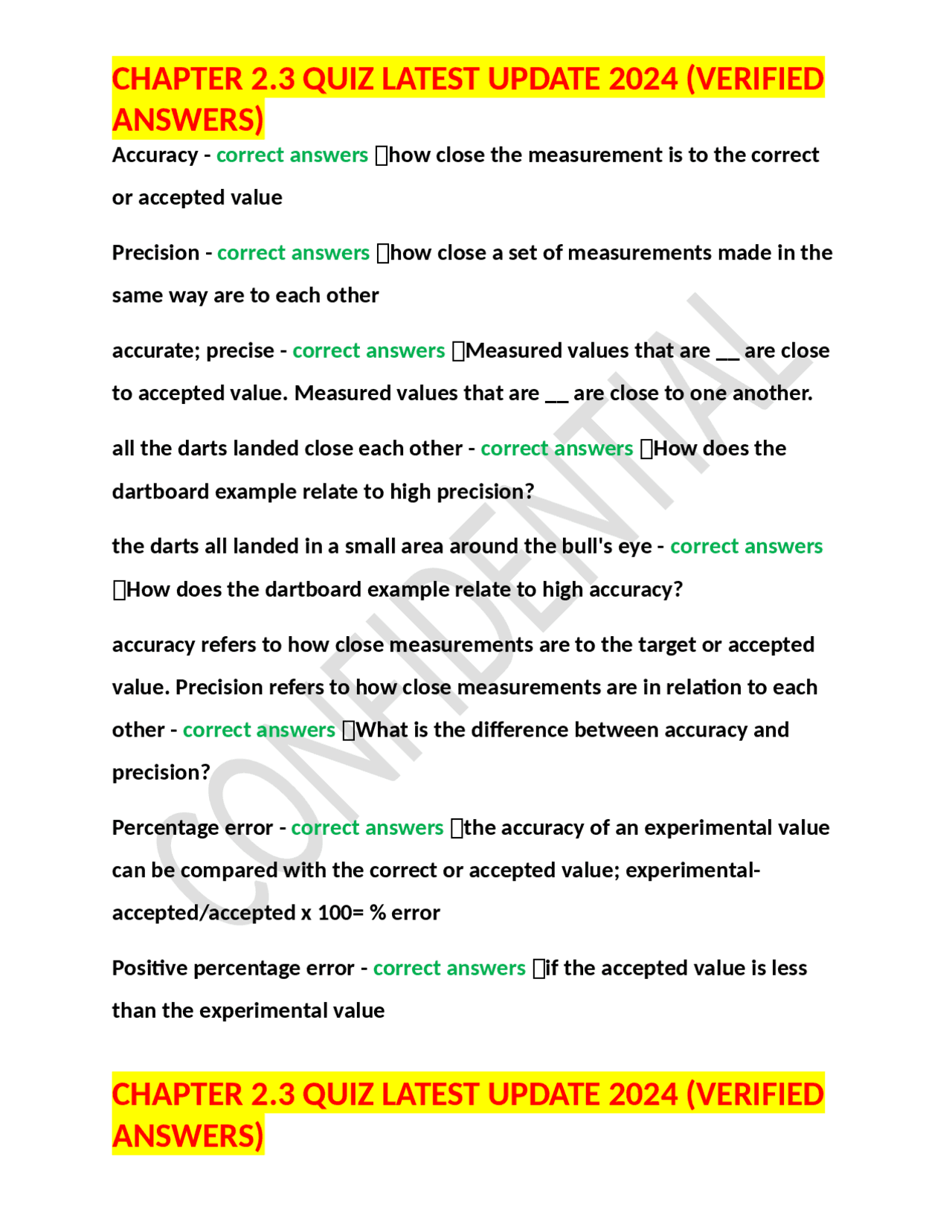 CHAPTER 2.3 QUIZ LATEST UPDATE 2024 (VERIFIED ANSWERS) | Exercises ...