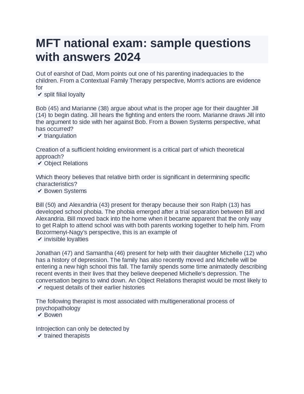 MFT national exam: sample questions with answers 2024 | Exams ...