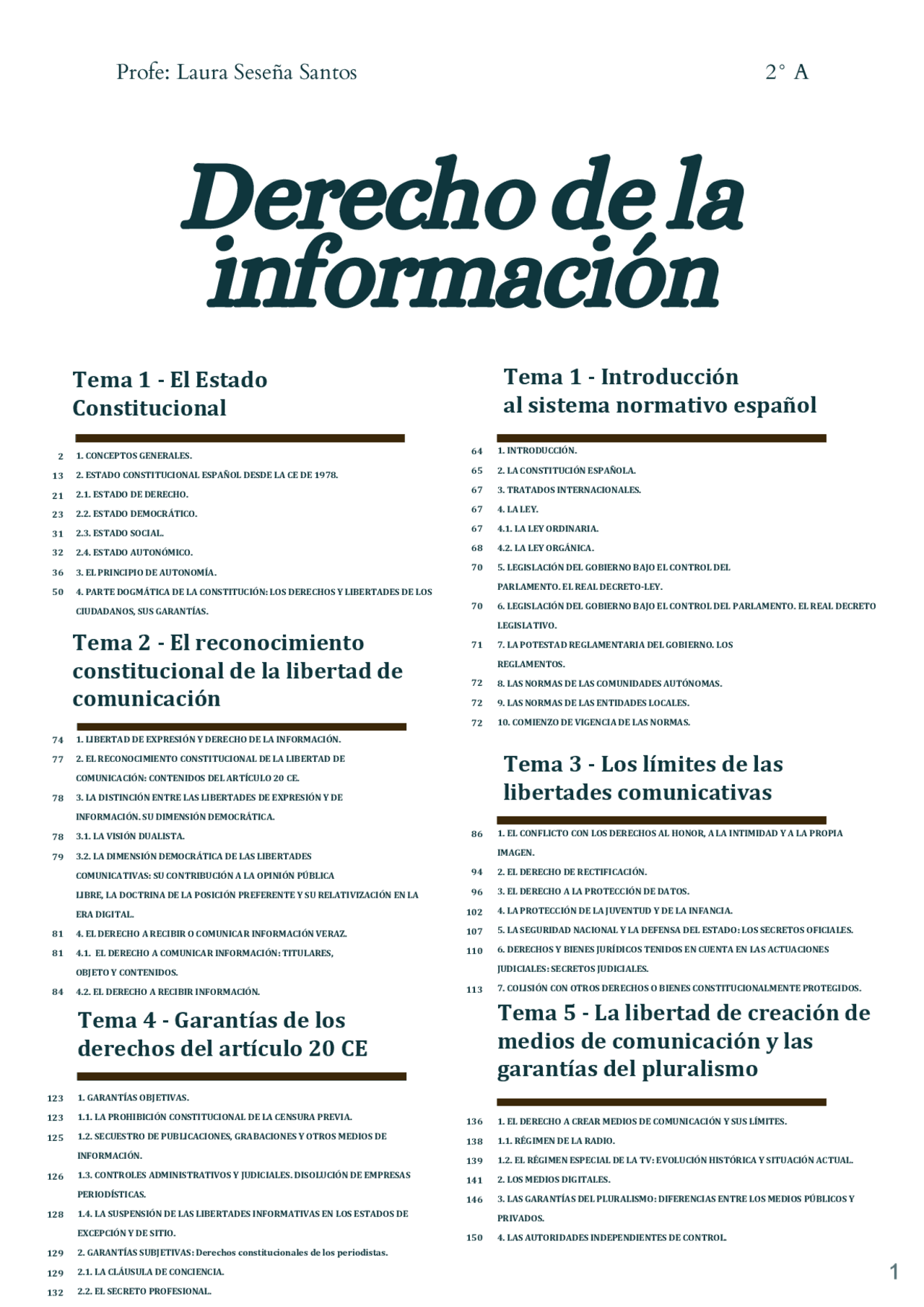 Derecho de la Información 2023-24 Grupo Mañana | Apuntes de Derecho a ...