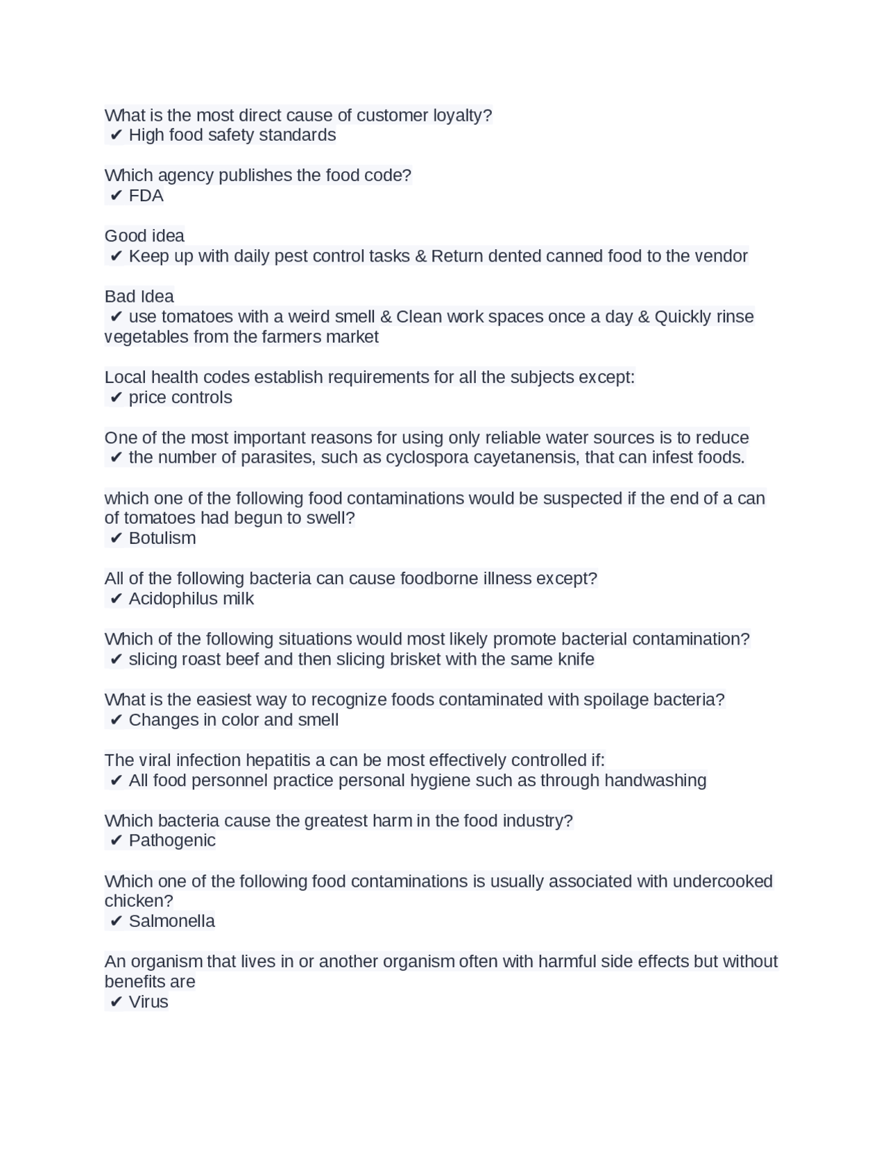 Texas food manager Study Guide 2024 | Exams Nursing | Docsity