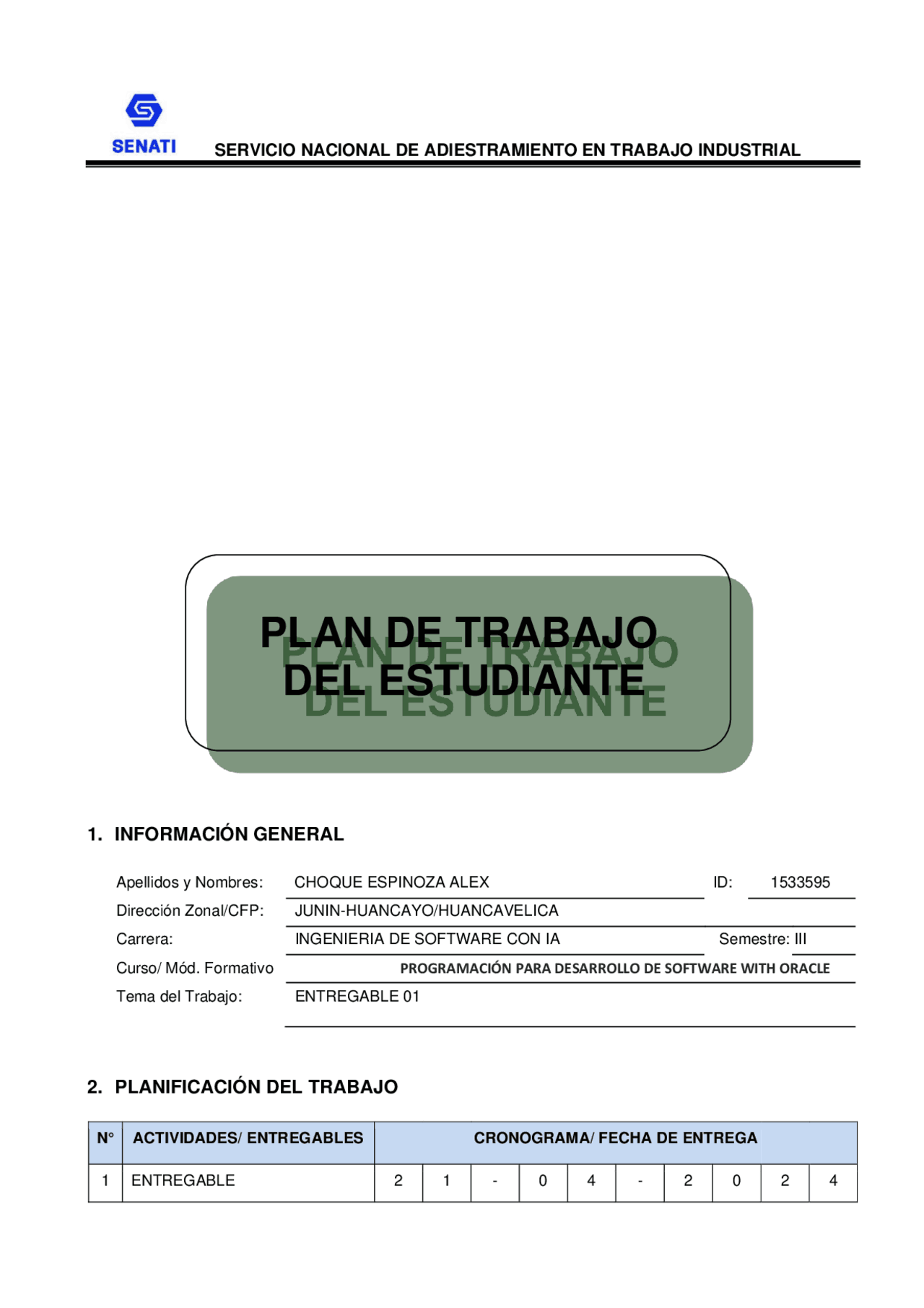 Entregable 01: Programación para Desarrollo de Software con Oracle - Prof. Frederik | Ejercicios ...