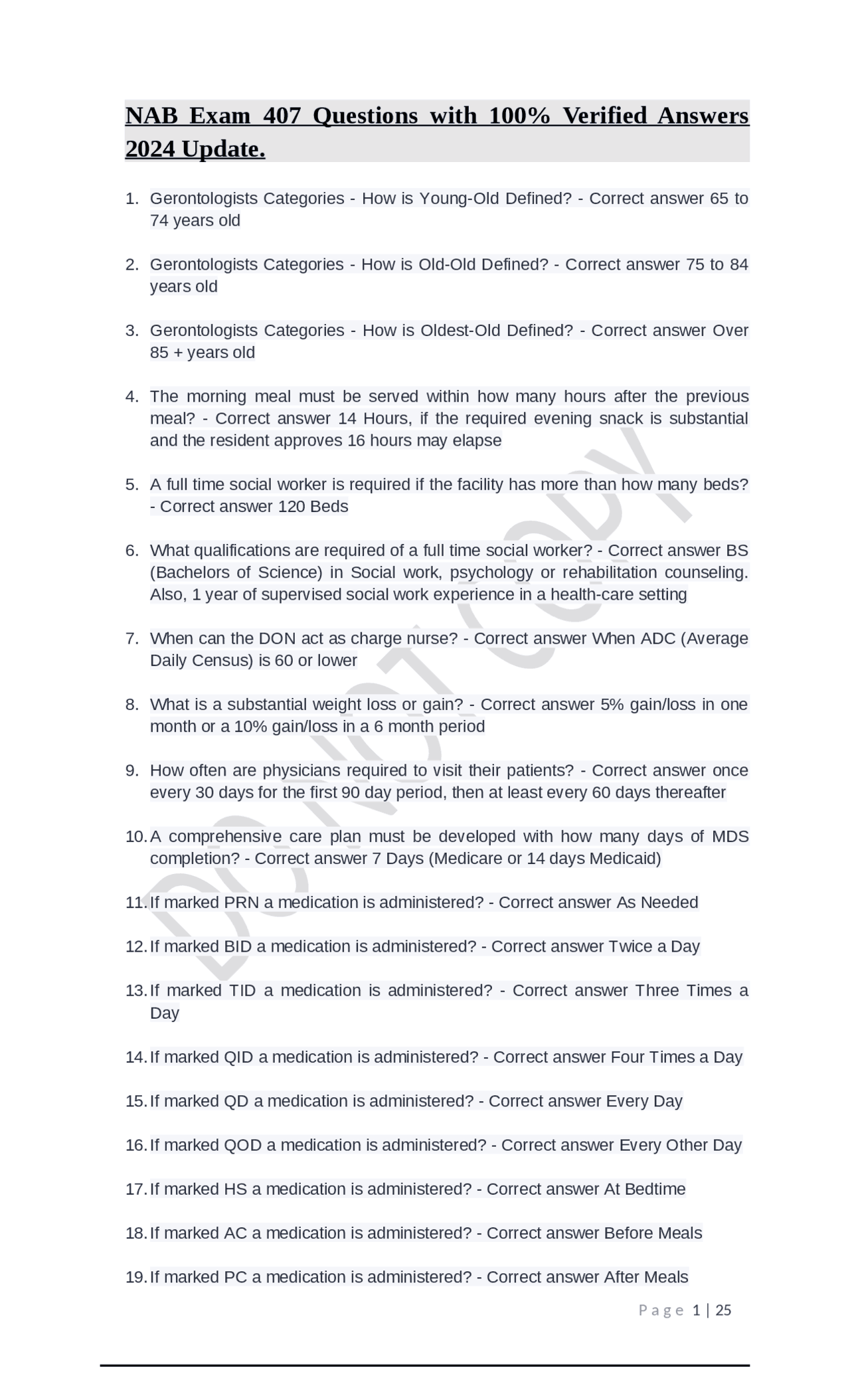 NAB Exam 407 Questions with 100% Verified Answers 2024 Update. | Exams ...