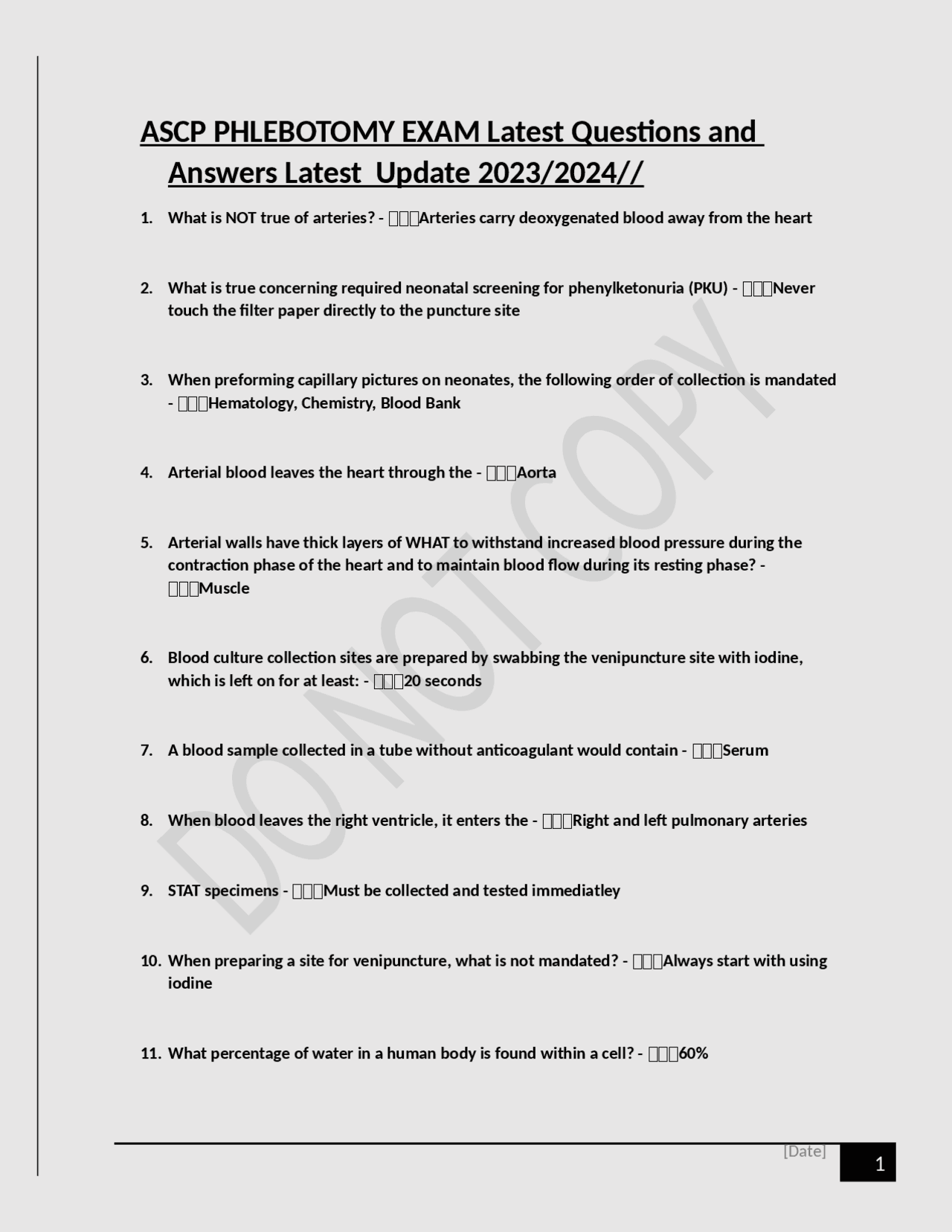 ASCP PHLEBOTOMY EXAM Latest Questions and Answers Latest Update 2023 ...
