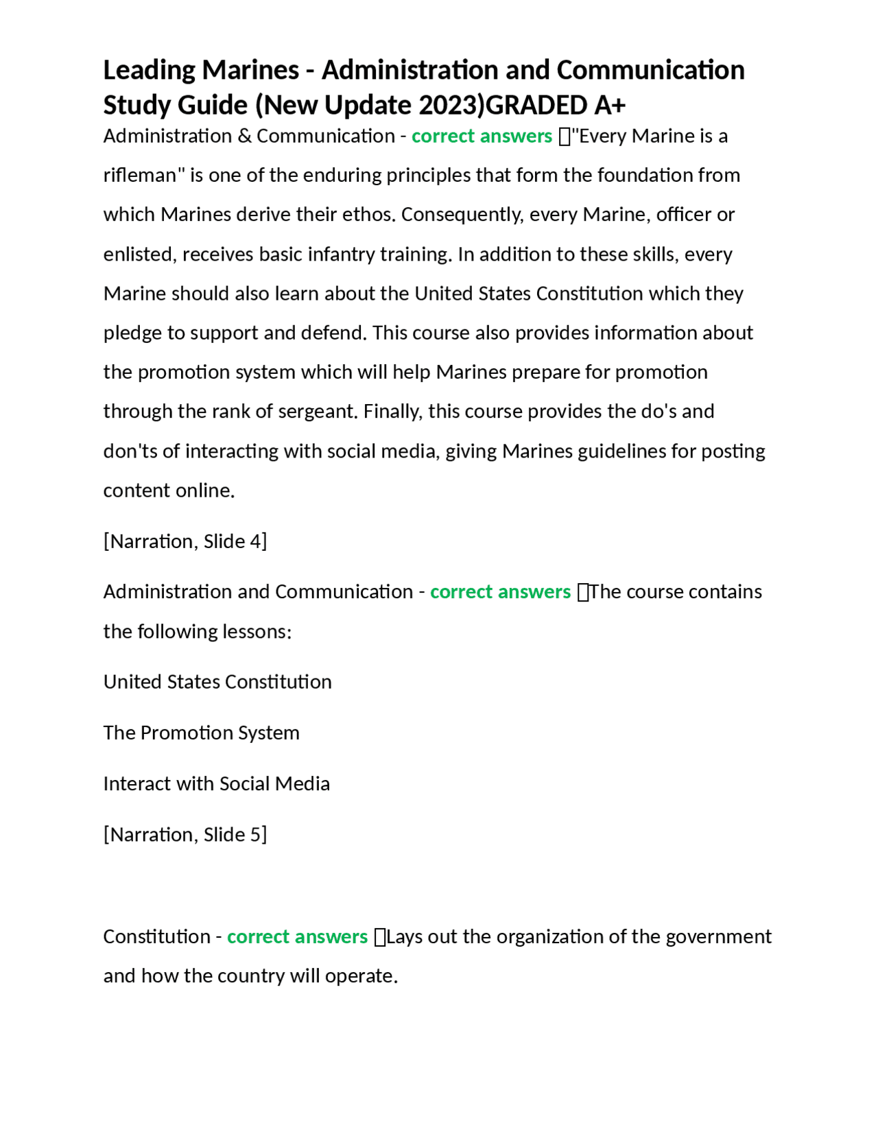 Leading Marines - Administration and Communication Study Guide (New ...