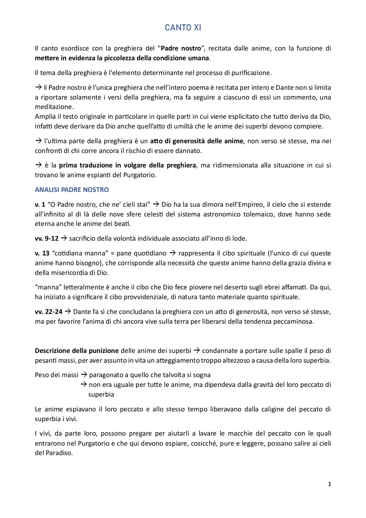 Analisi del Padre Nostro nel Canto XI dell'Inferno di Dante | Dispense ...