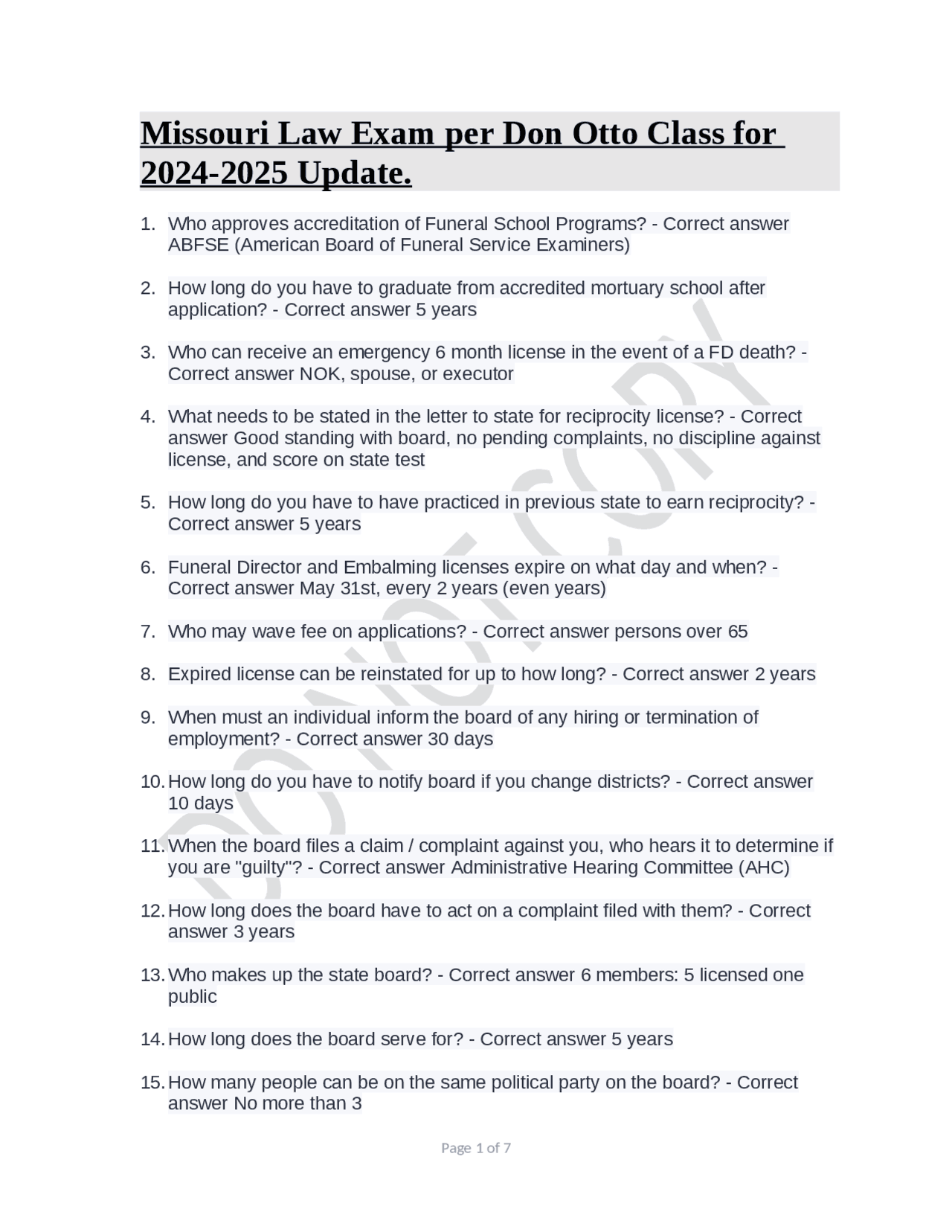 Missouri Funeral Director and Embalming Licenses Exam Guide for 2024 ...