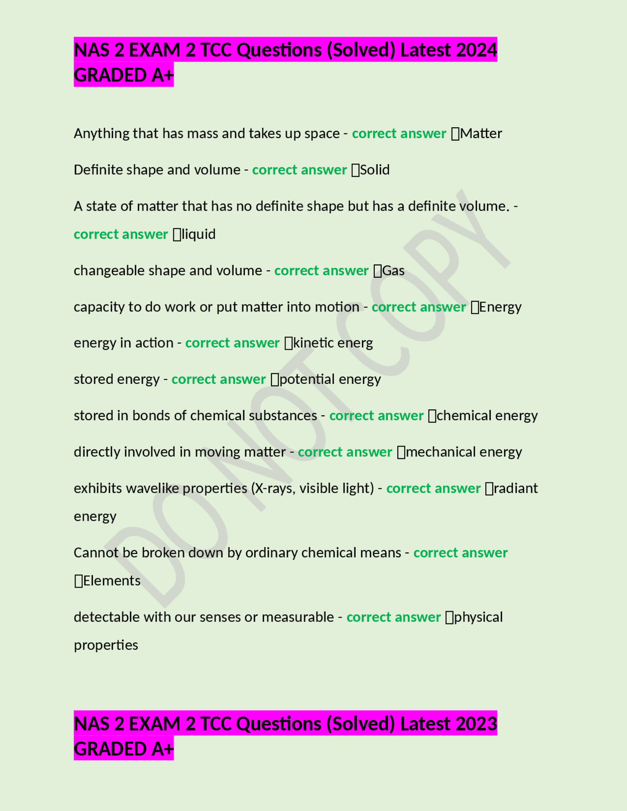 NAS 2 EXAM 2 TCC Questions (Solved) Latest 2024 GRADED A+ | Exams ...