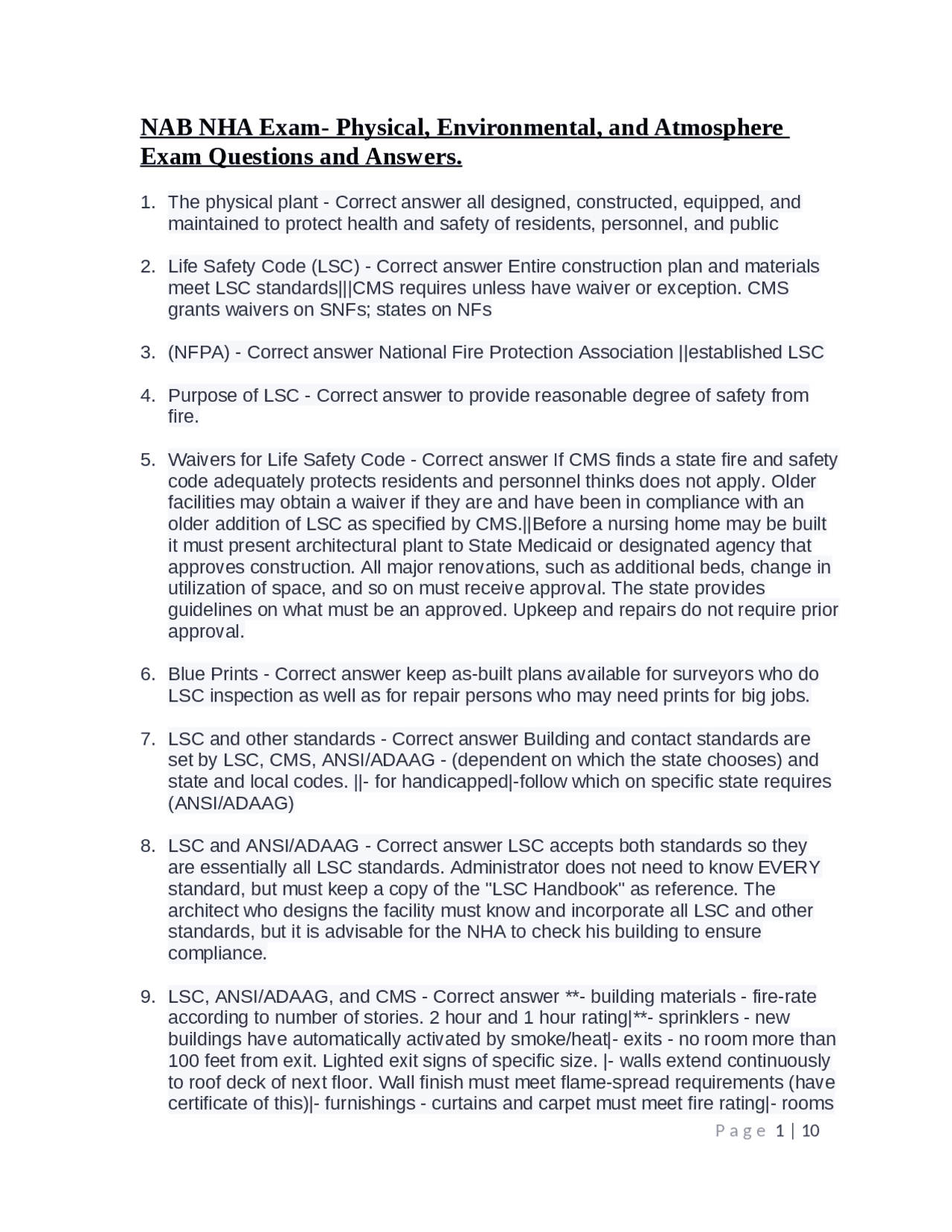 Health and Safety Standards for Physical Plants in Healthcare ...