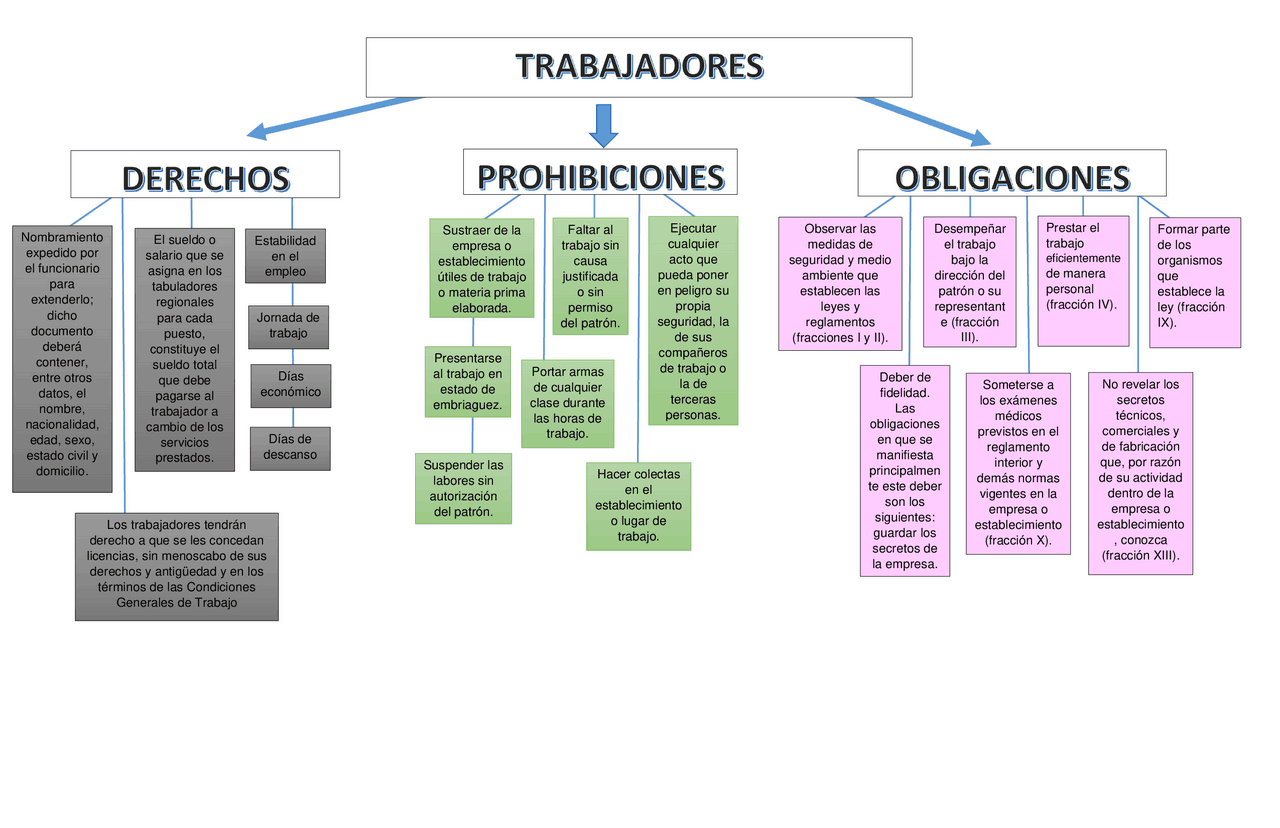Los derechos, obligaciones y prohibiciones de un trabajador. | Esquemas ...