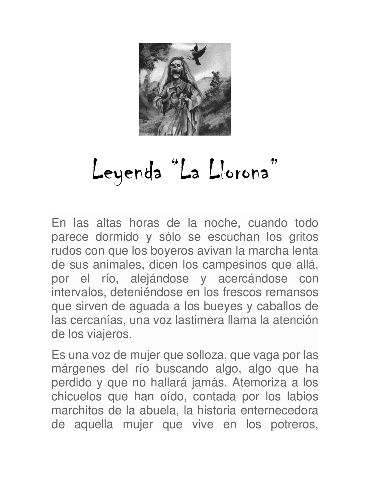 Leyenda de la llorona | Guías, Proyectos, Investigaciones de Literatura ...