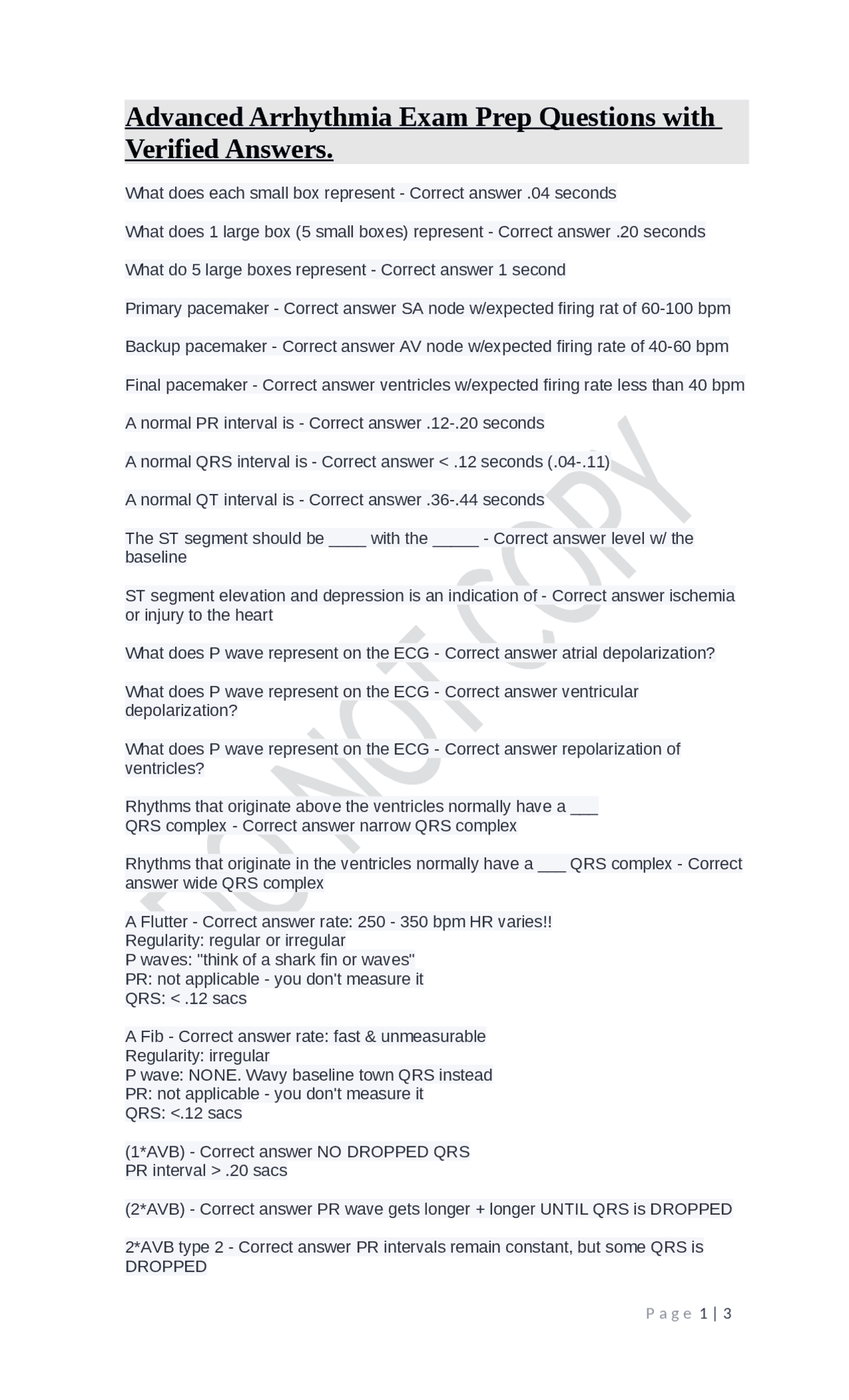 Advanced Arrhythmia Exam Preparation: Key Questions and Answers | Exams ...