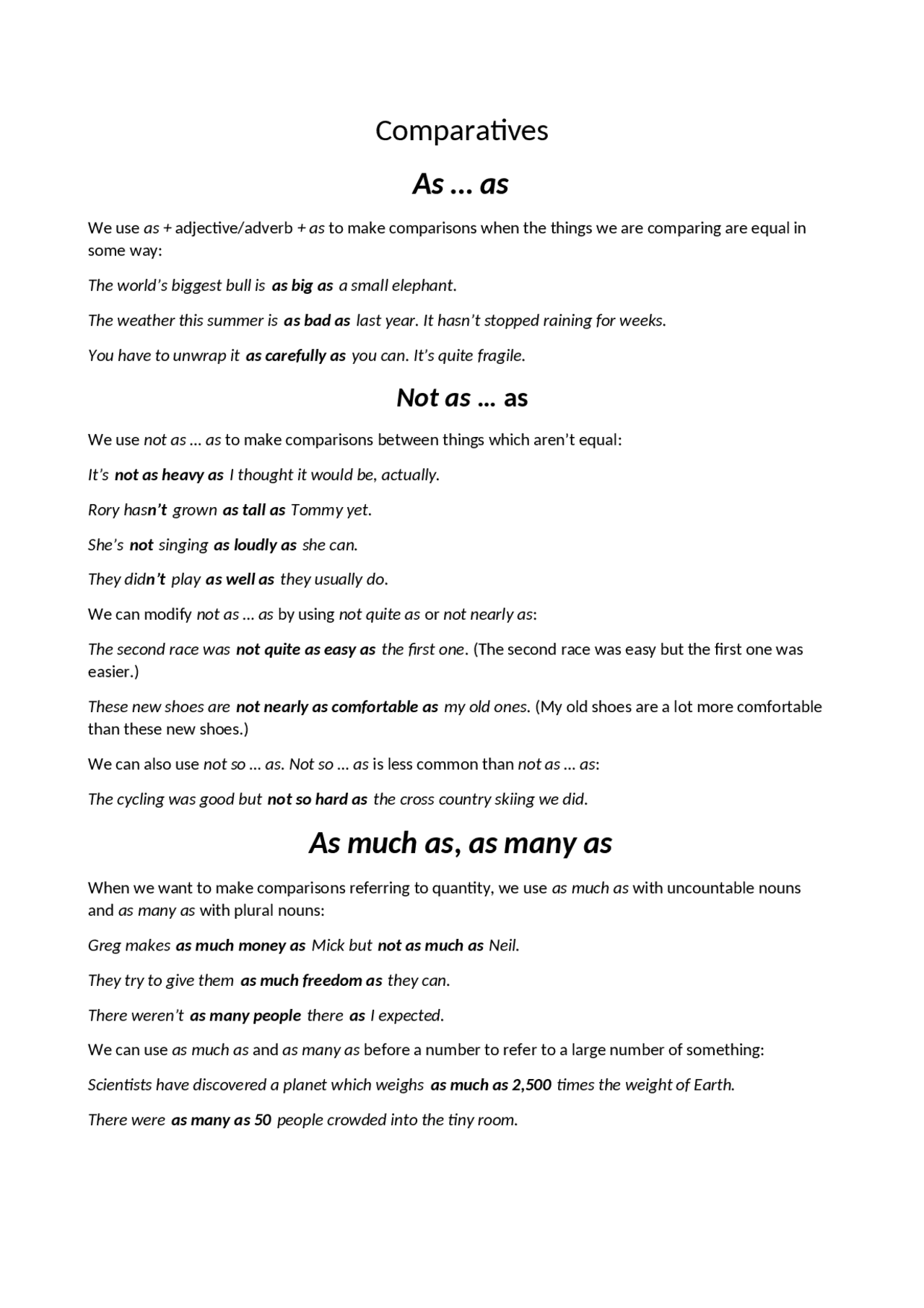 schemi comparatives e spiegazione | Schemi e mappe concettuali di Lingua Inglese | Docsity