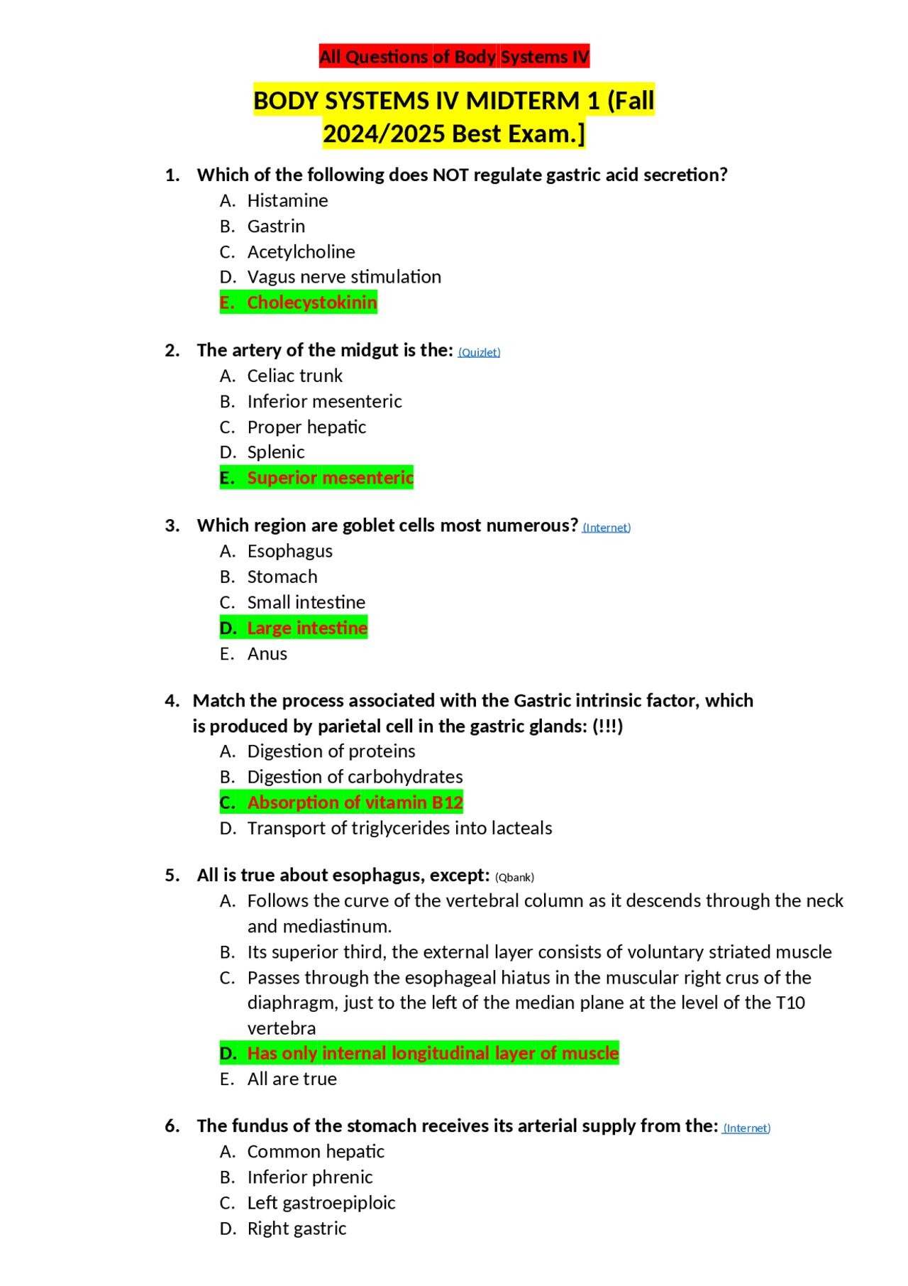 BODY SYSTEMS IV MIDTERM 1 (Fall 2024/2025 Best Exam.] | Exams Health ...