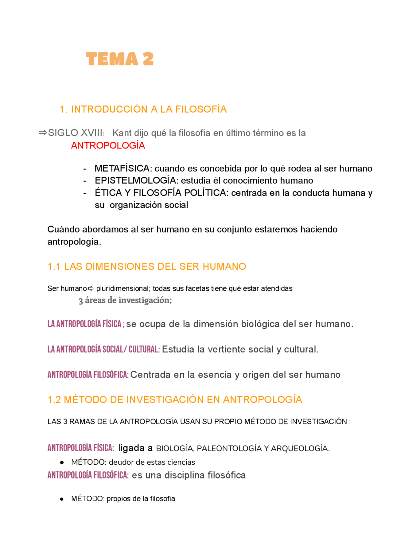 Filosofía 1 de bachillerato | Esquemas y mapas conceptuales de Historia de la Filosofía | Docsity