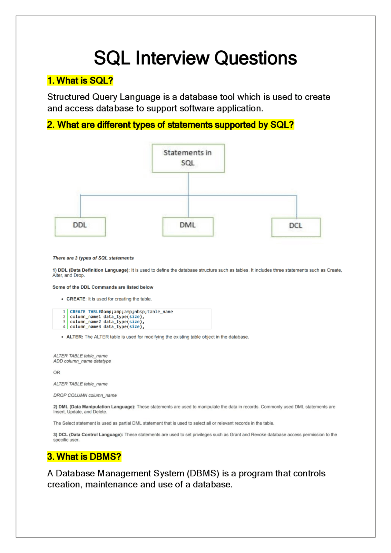 100 DBMS Interview Questions | Summaries Database Management Systems ...