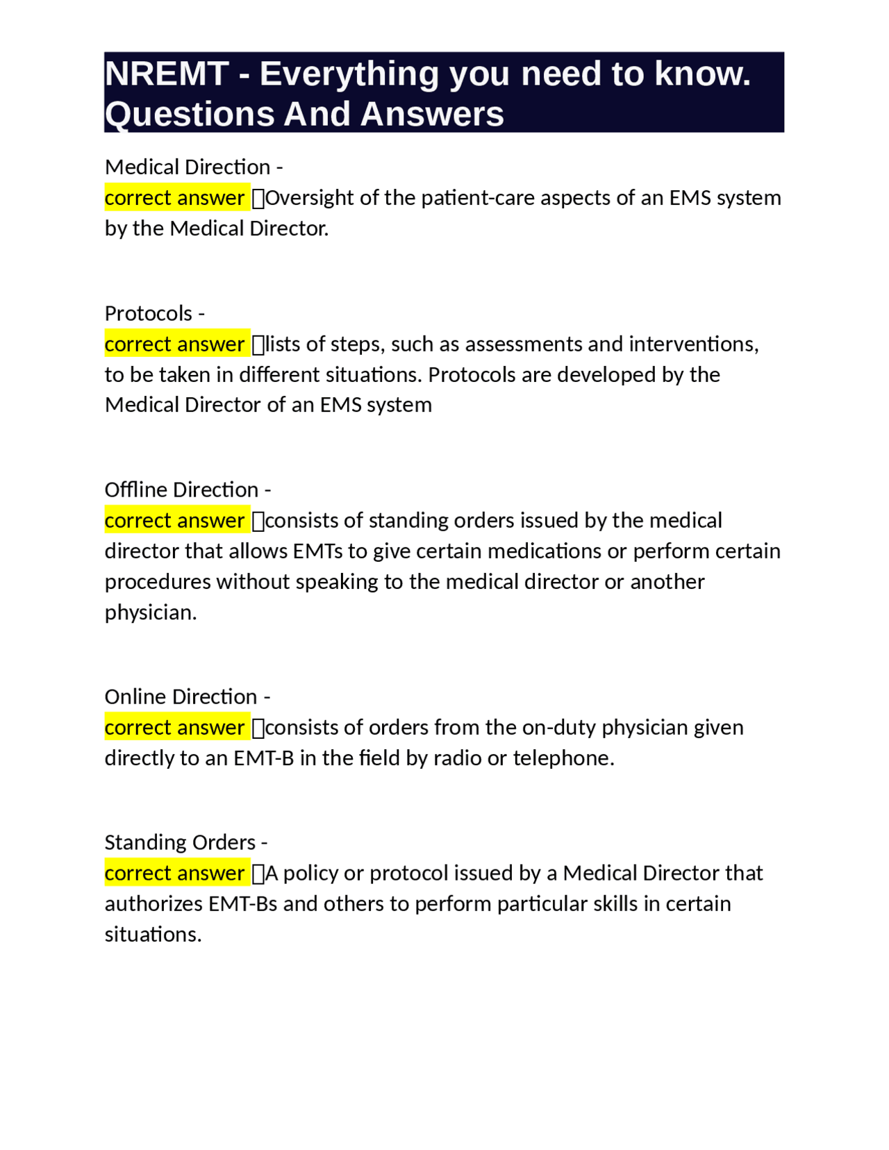 NREMT - Everything you need to know. Questions And Answers | Exams ...