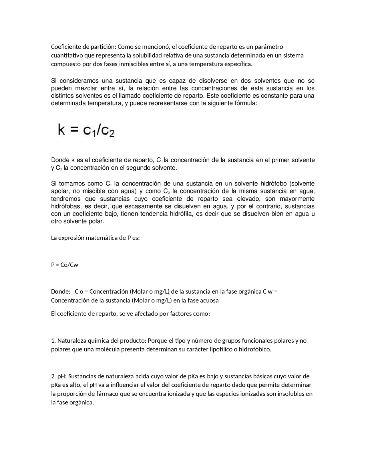 Coeficiente de partición y permeabilidad de membranas celulares ...