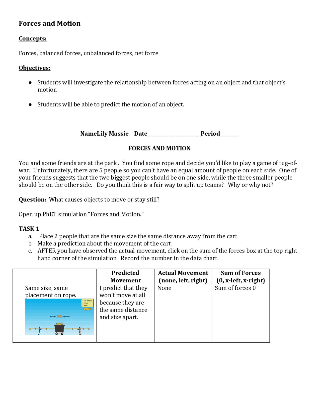 Forces and Motion: Investigating the Relationship Between Forces and ...