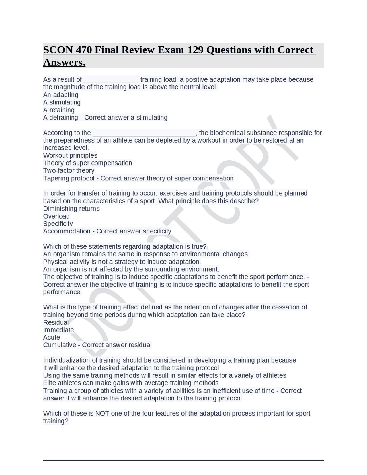 Principles of Strength Training for Sports | Exams Community ...