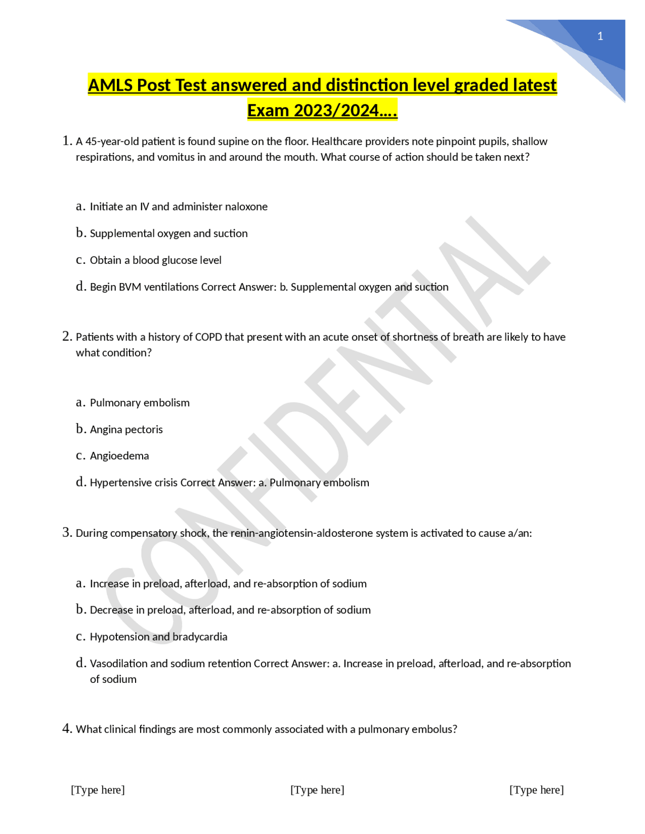 AMLS Post Test answered and distinction level graded latest Exam 2023/ ...