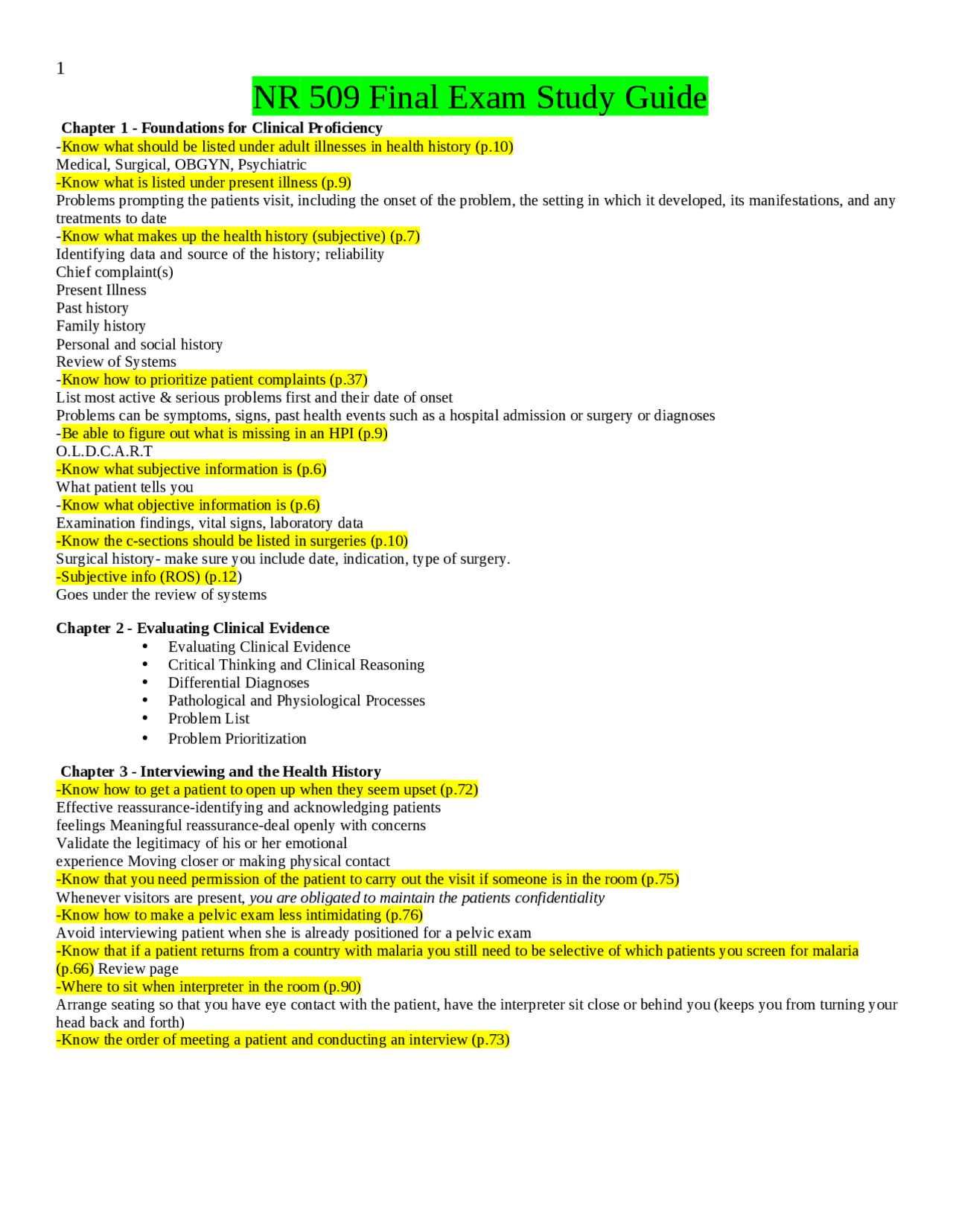 NR 509 Final Exam Study Guide (V3)(LATEST, 2024) :Chamberlain college ...