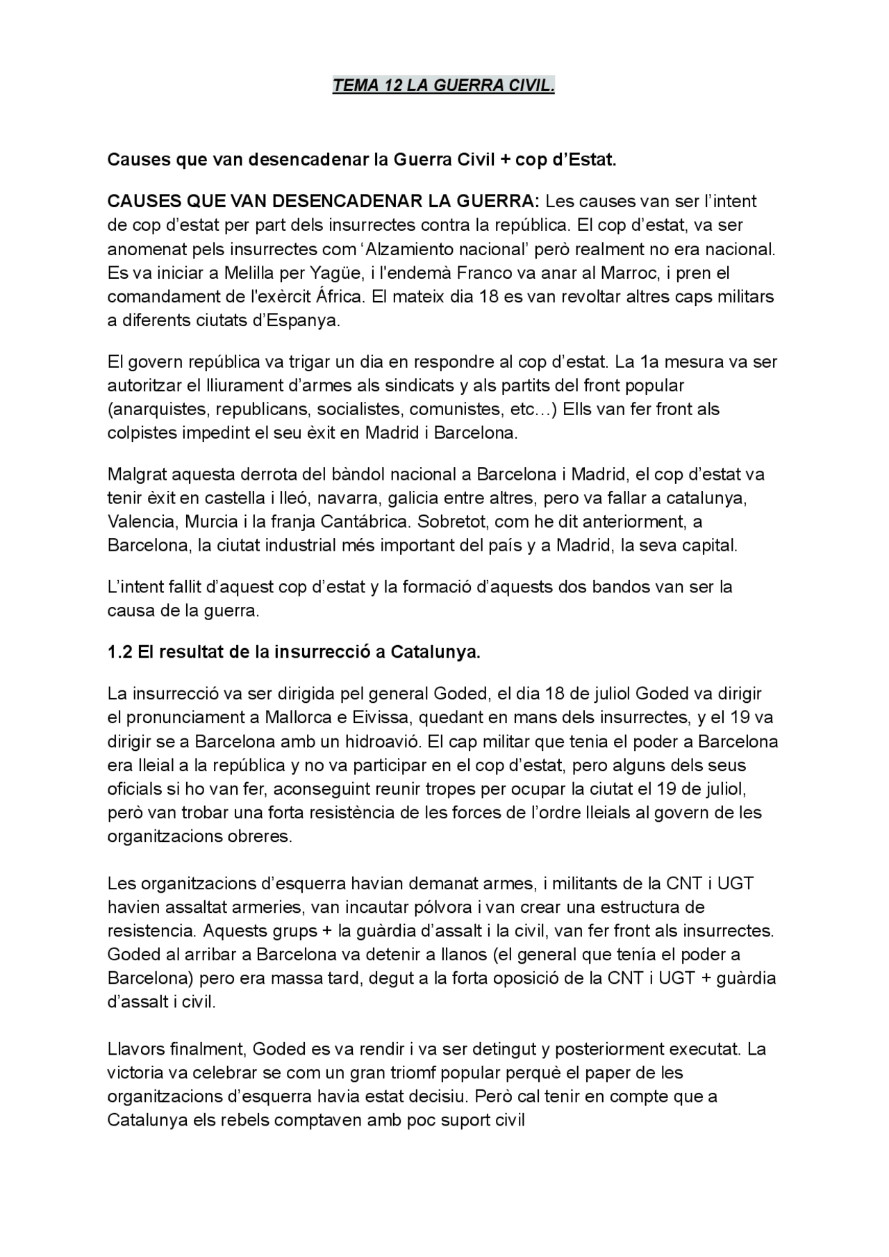 Resumen del tema 12, la guerra civil española, de mi libro de historia. | Resúmenes de Historia ...