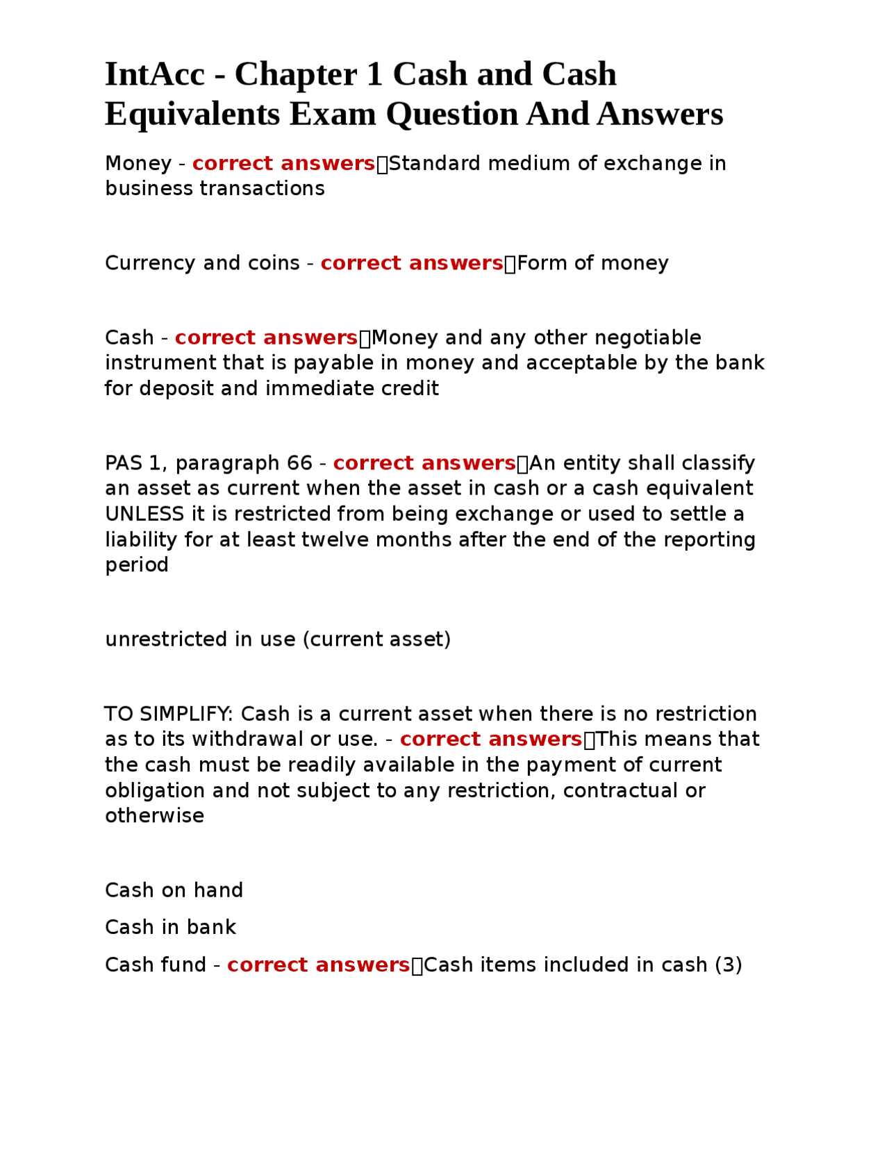Understanding Cash and Cash Equivalents: Exam Questions and Answers ...