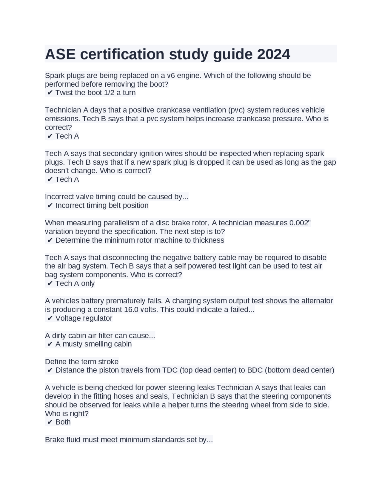 ASE Certification Study Guide 2024: Automotive Technician Exam ...