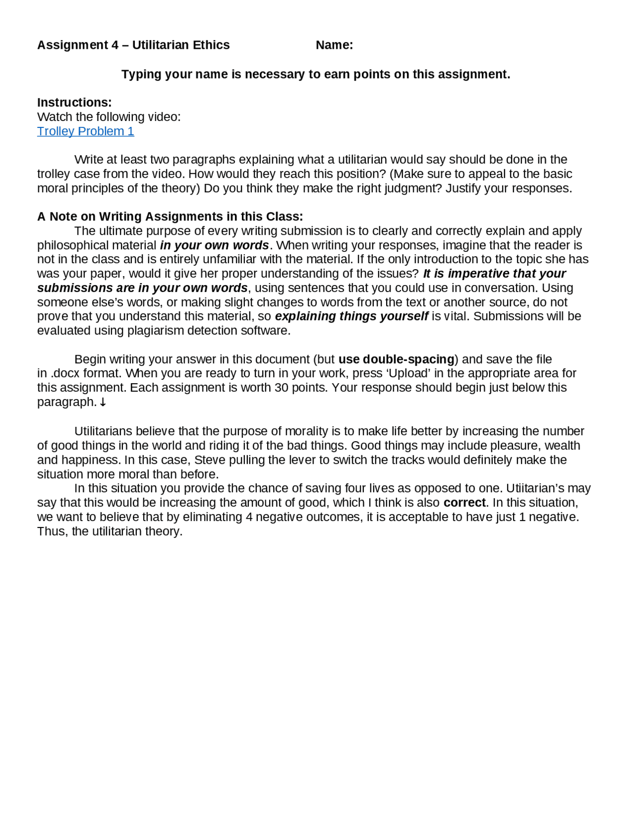 Ethics assignment: Chapter 4 | Assignments Ethics | Docsity