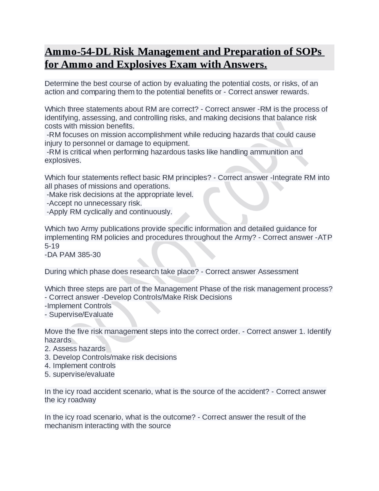 Ammo-54-DL Risk Management and Preparation of SOPs for Ammo and ...