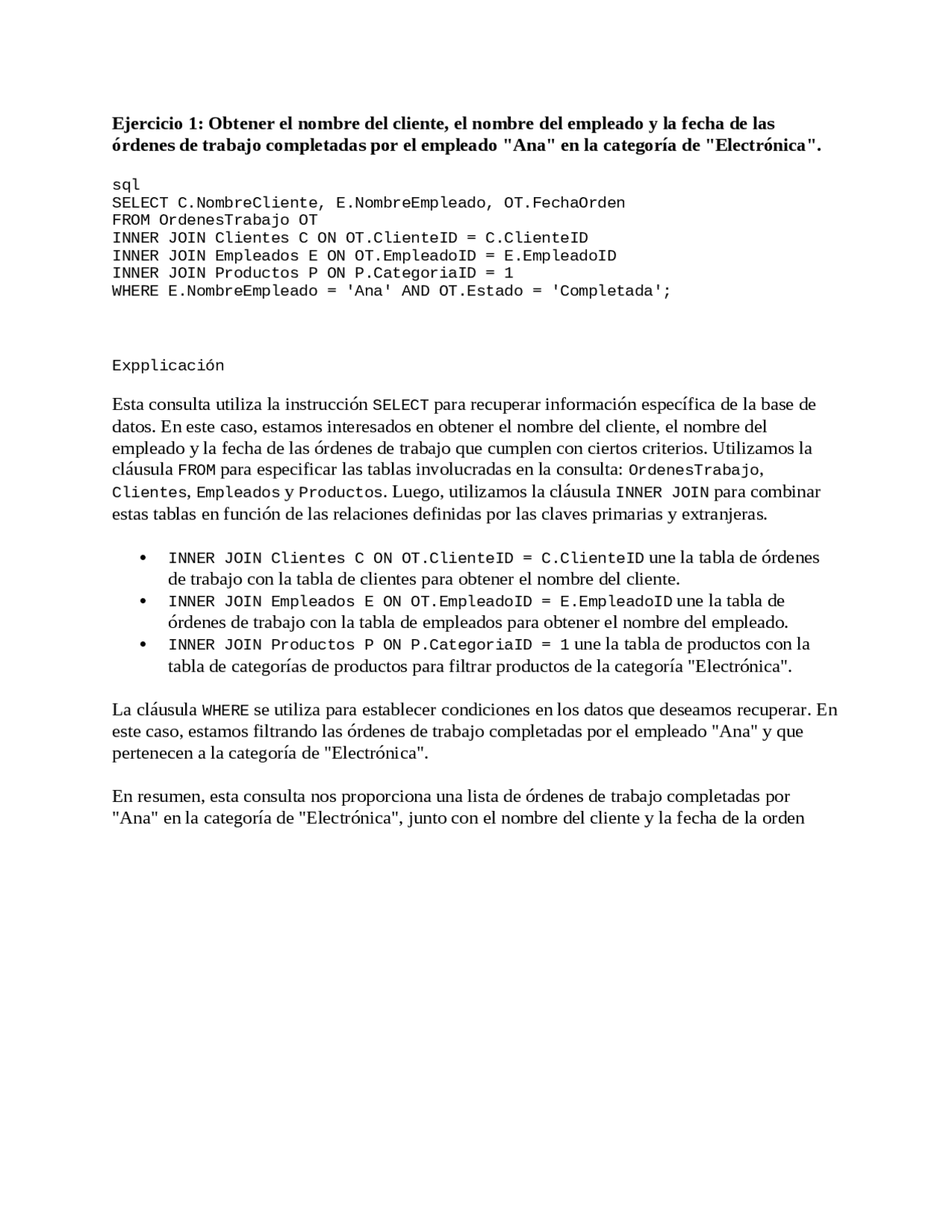 Ejercicio join busqueda agrupacion | Ejercicios de Informática | Docsity