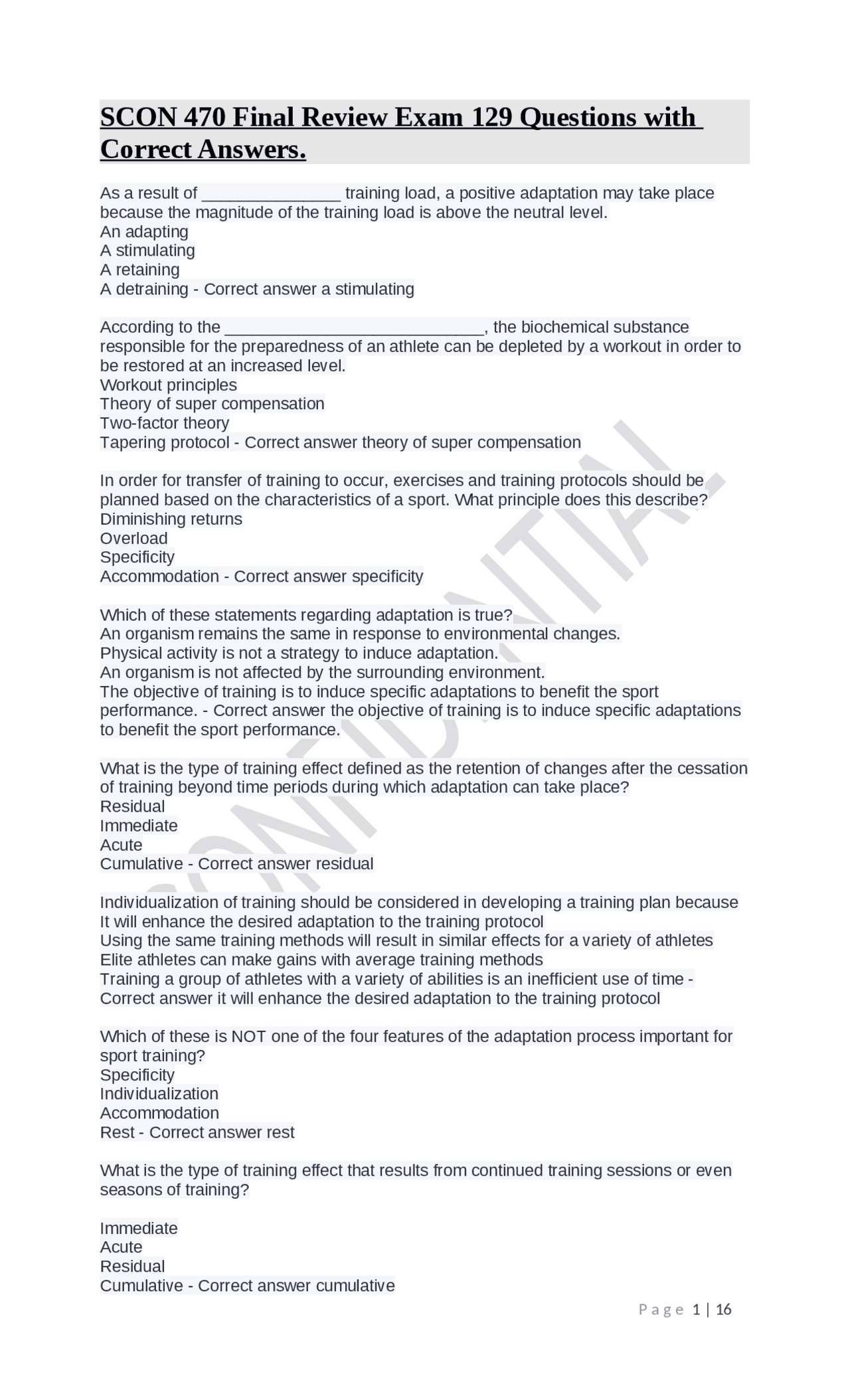 SCON 470 Final Review Exam 129 Questions with Correct Answers. | Exams ...